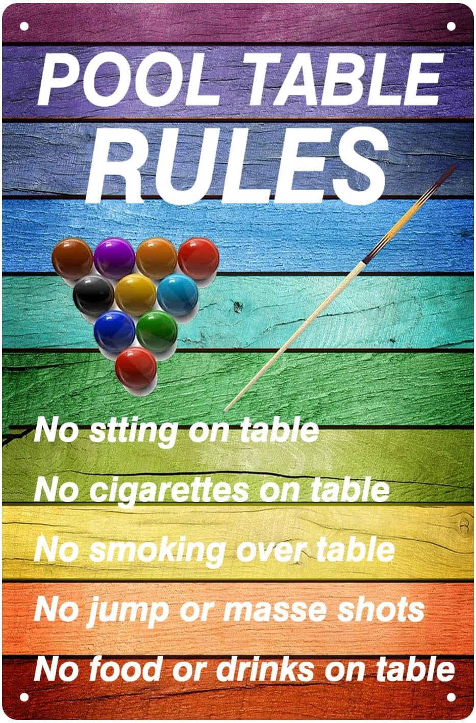 Billiards Tin Sign Funny Pool Table Sign Novelty Wall Art Decoration ...
