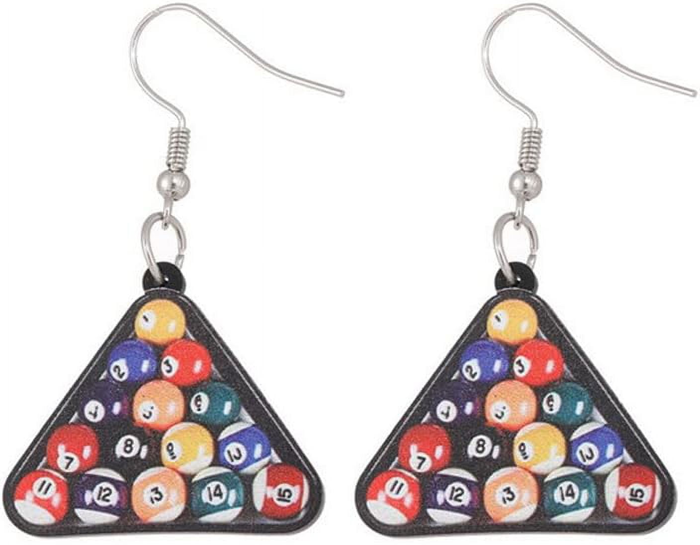 Billiards Triangle Dangling Hook Earrings for Women Sport Mini Pool ...