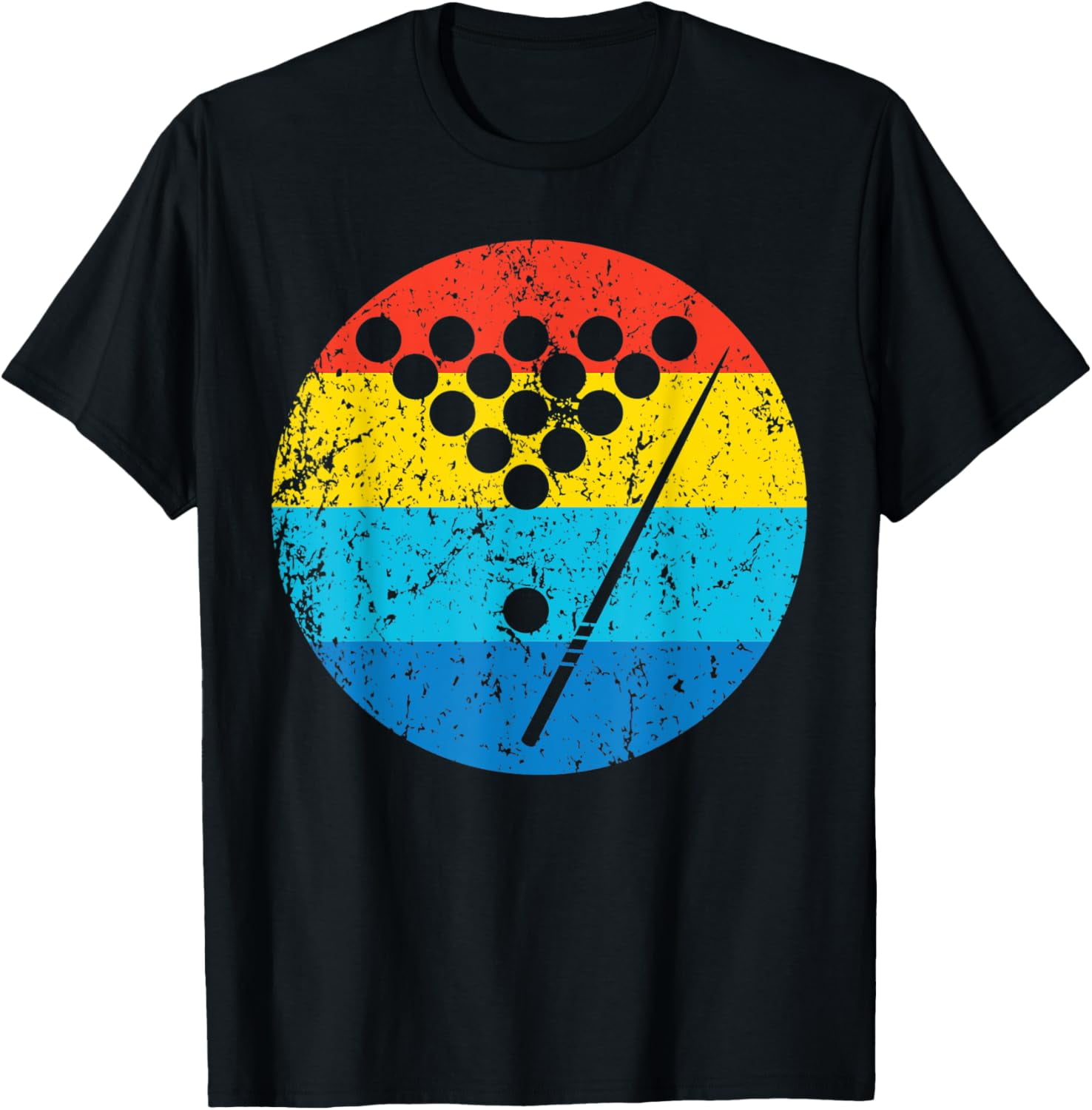 Billiards Vintage Pool Retro 1970's Style Circle T-Shirt men and women can wear, black, white ...