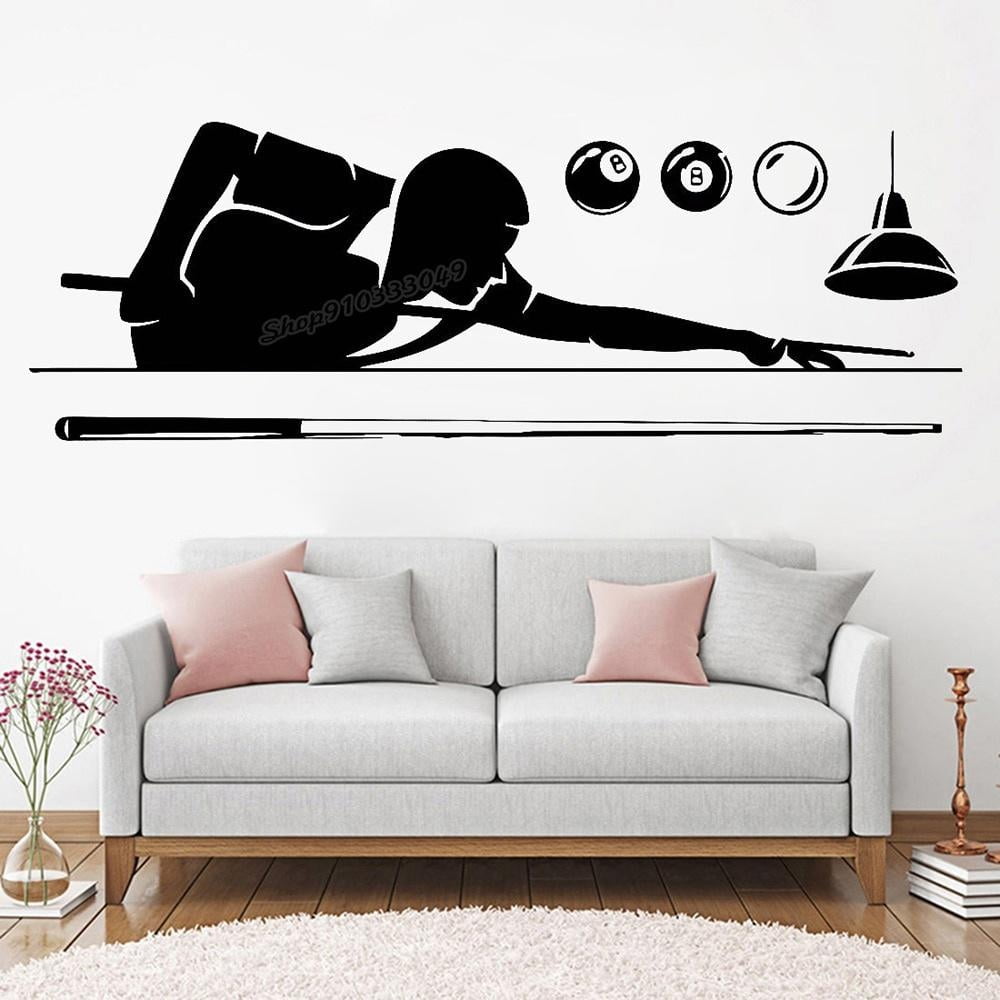 Billiards Wall decal Cue decal Billiard player Vinyl Wall Sticker Decor ...