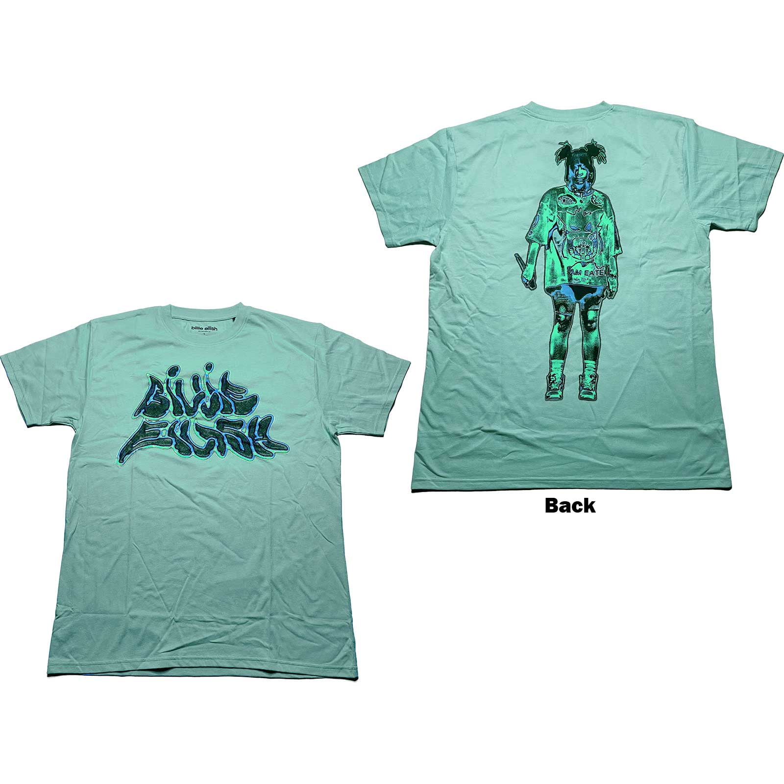 Billie Eilish Unisex T-Shirt Neon Logo Billie (Back Print) (XX-Large ...
