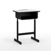 Emma + Oliver Grey Student Desk with Adjustable Height Black Pedestal ...