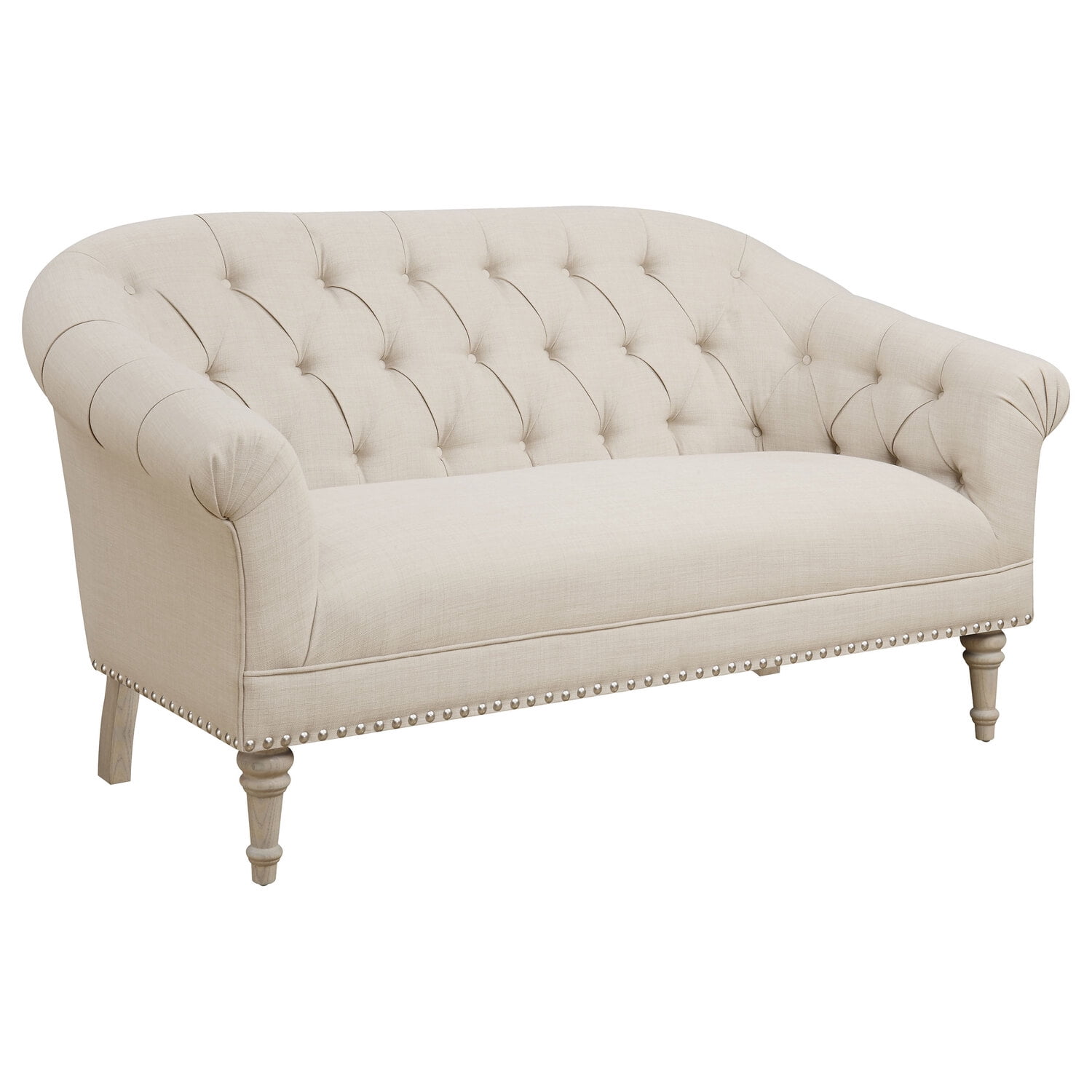 Billie Tufted Back Settee with Roll Arm Natural - Walmart.com