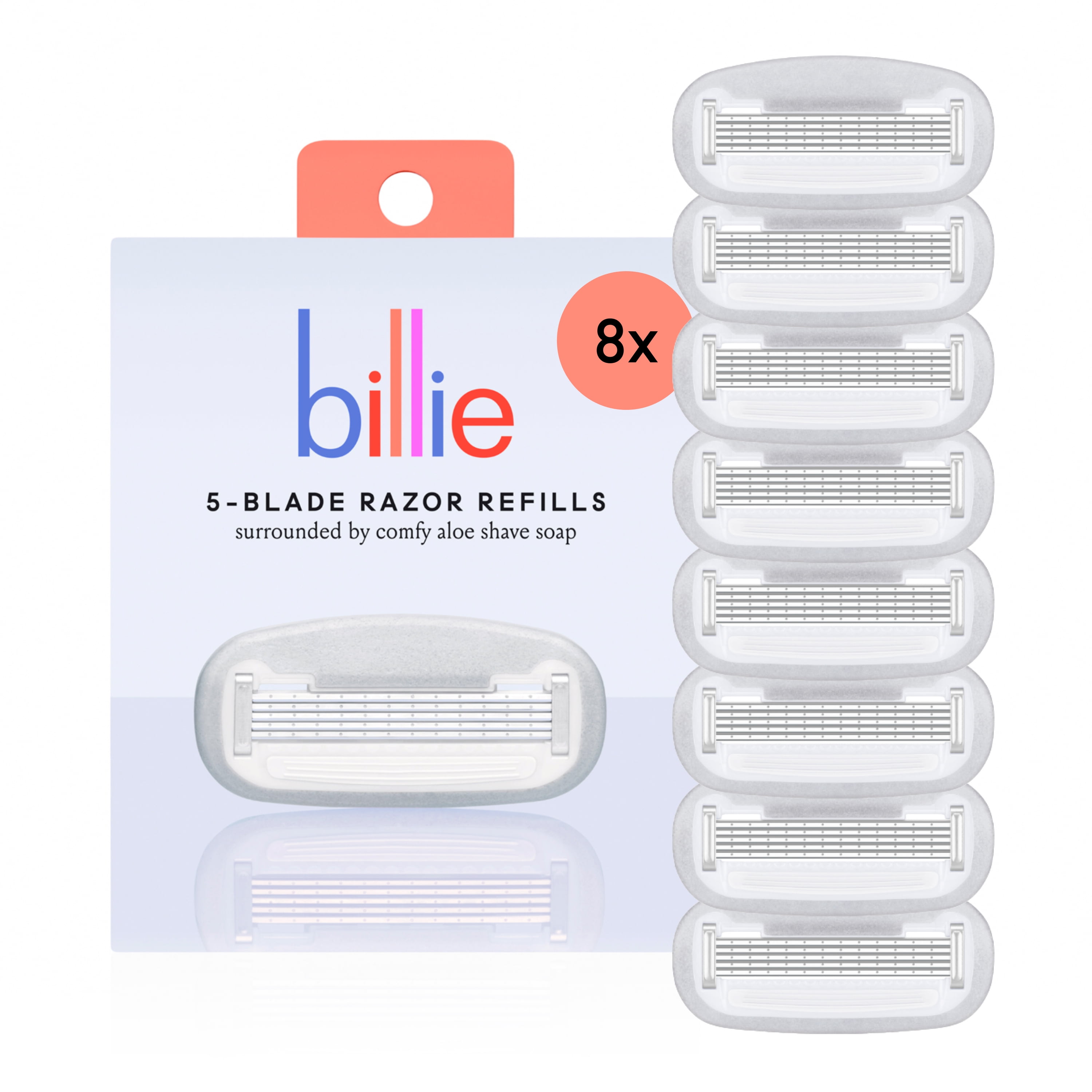 Billie Women’s Razor 5-Blade Refills, 8 Count, Aloe Shave Soap for a ...