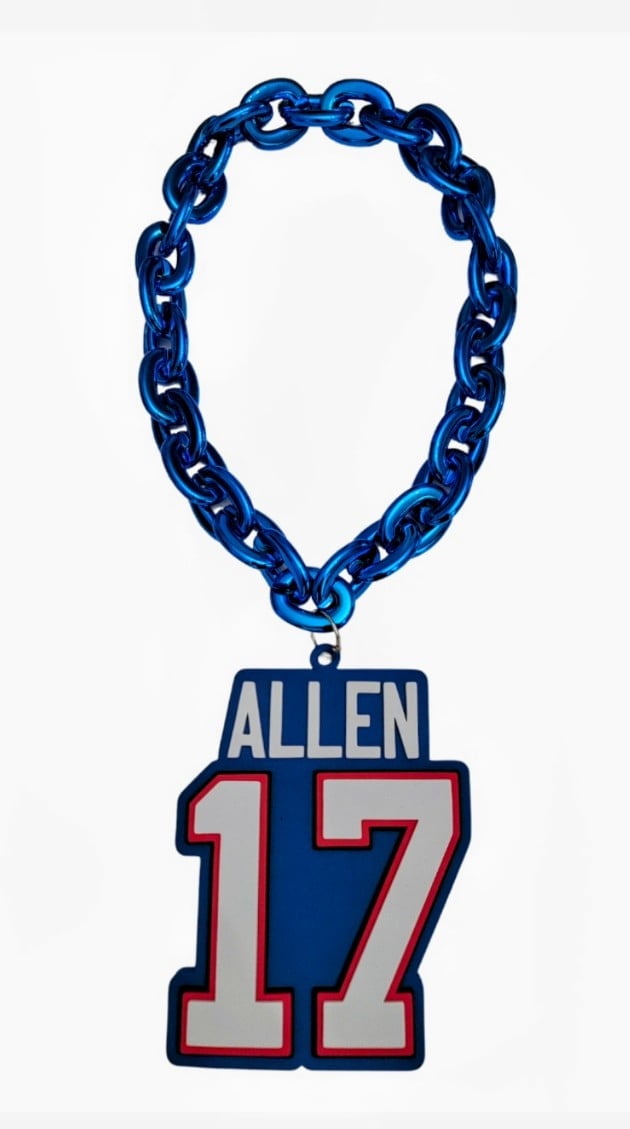 Bills #17 Josh Allen Big Player Chain Necklace – Buffalo 8x7 3D Logo ...