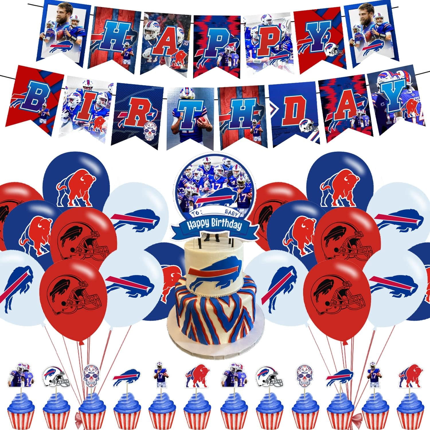 Buffalo Bills Cake Topper Bills Birthday Party Decorations,Buffalo