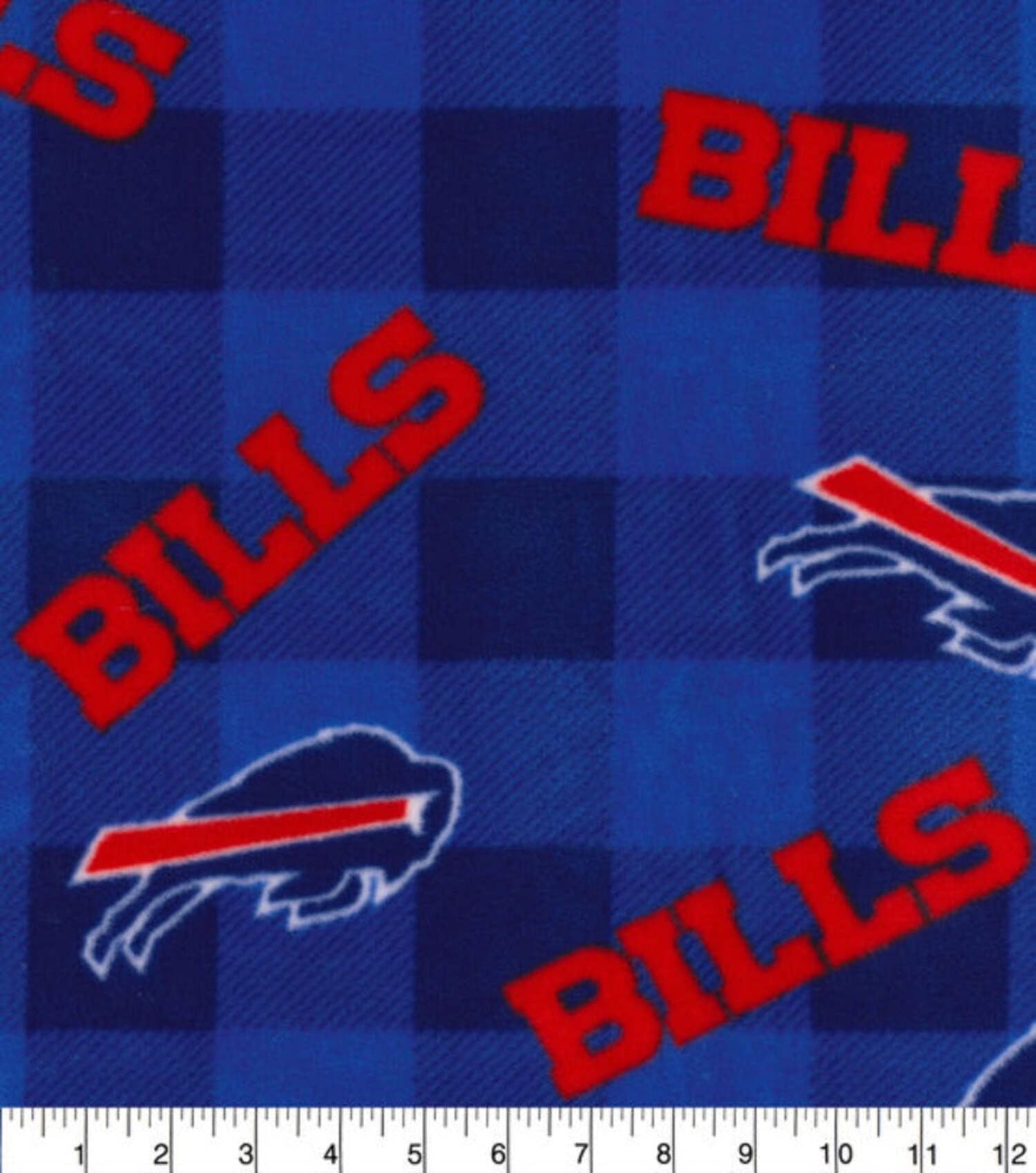 100% Polyester Bills Buffalo Check Fleece Fabric Material, 58 Inches ...