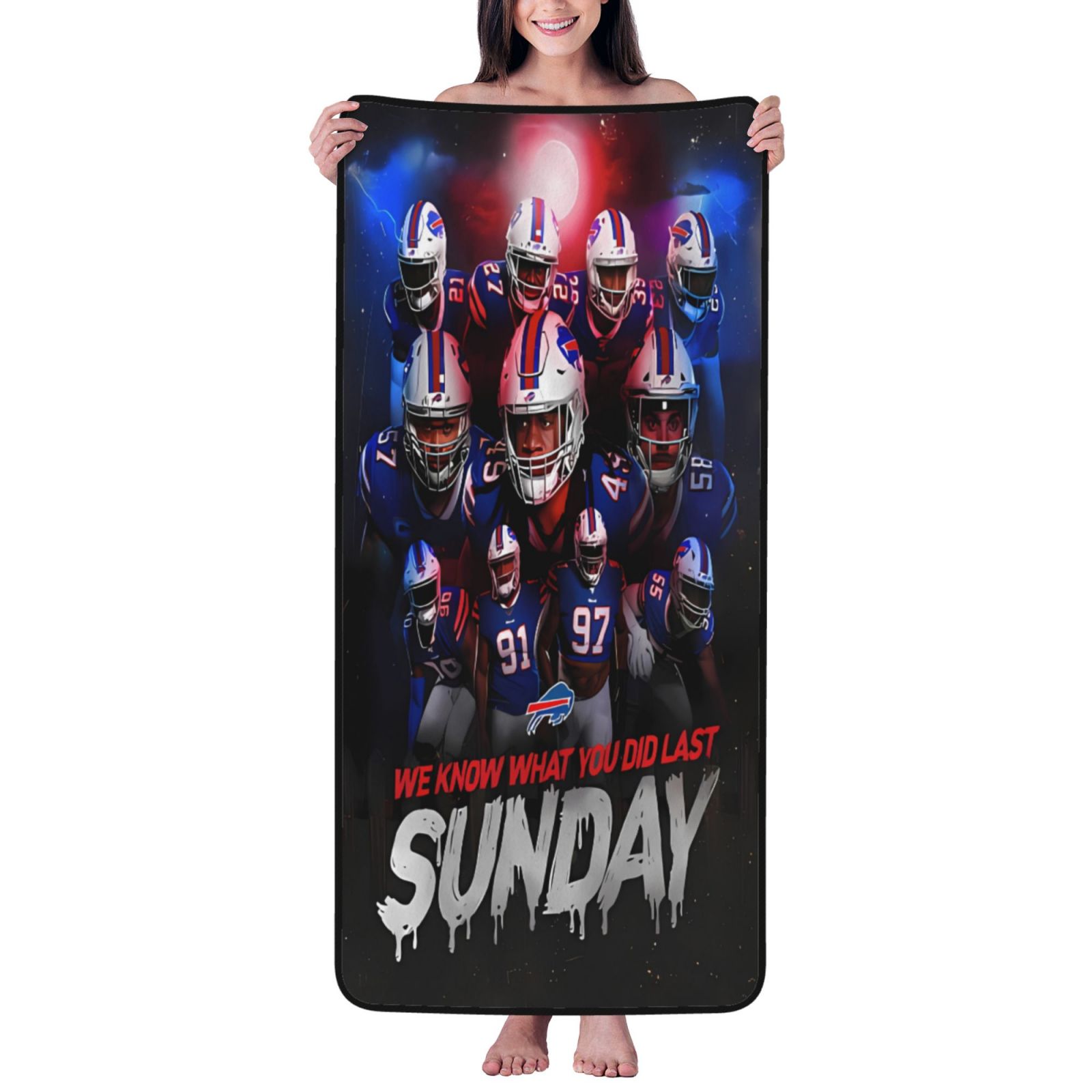Bills Football Team Coral Fleece Bath Towel, Customized Quick Dry ...