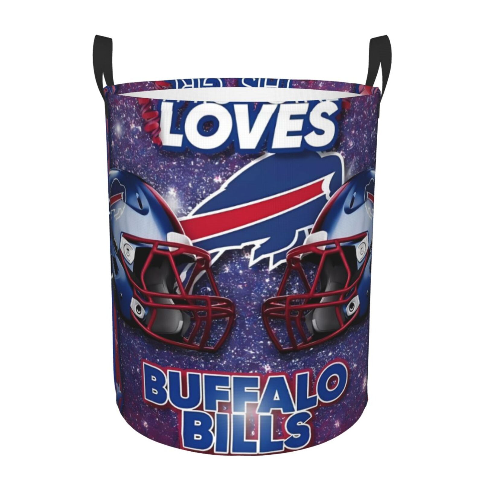 Bills Football Team Theme Round Laundry Basket with Handle, Fan Living ...