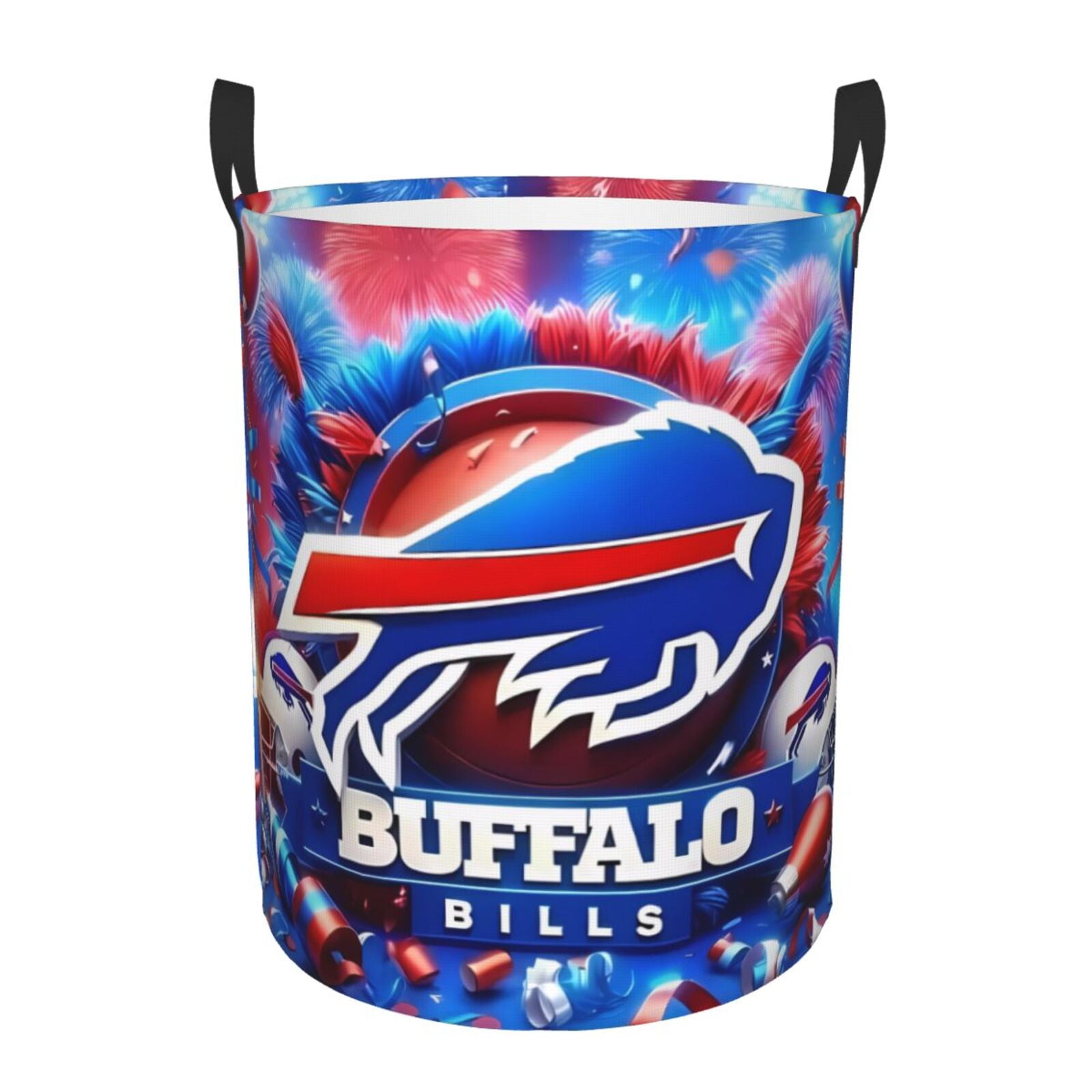 Bills Football Team Theme Round Laundry Basket with Handle, Fan Living ...
