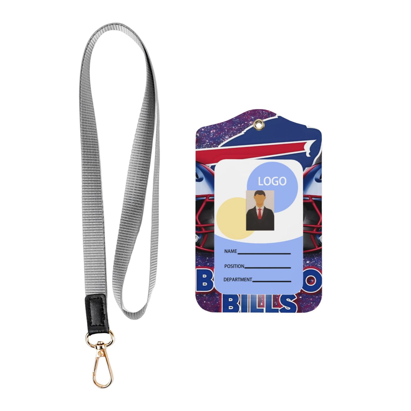 Bills Hard Plastic ID Card Holder with Clear Window for Office School ...