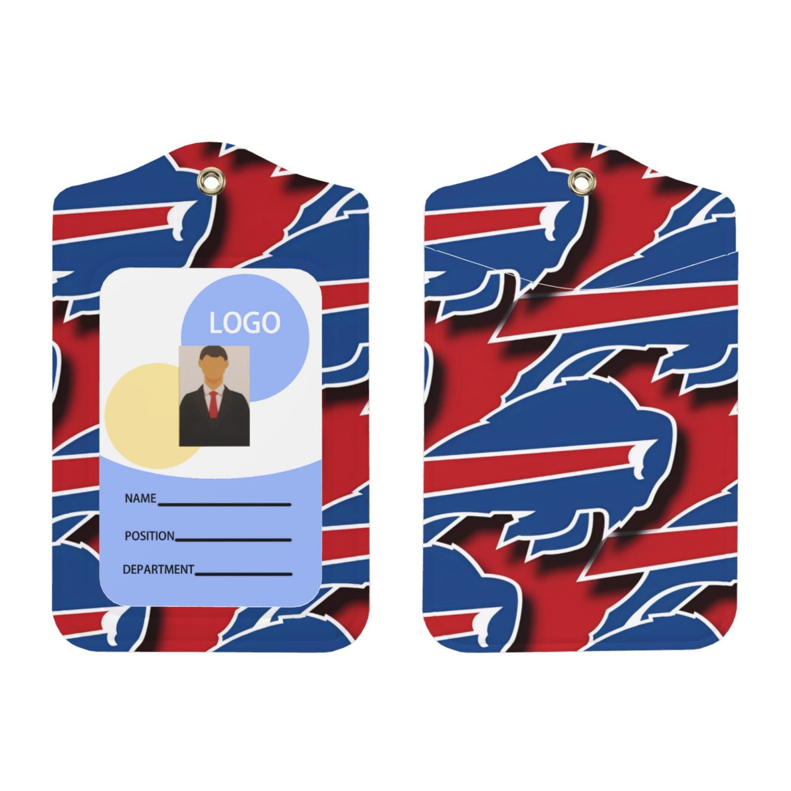 Bills Hard Plastic ID Card Holder with Clear Window for Office School ...