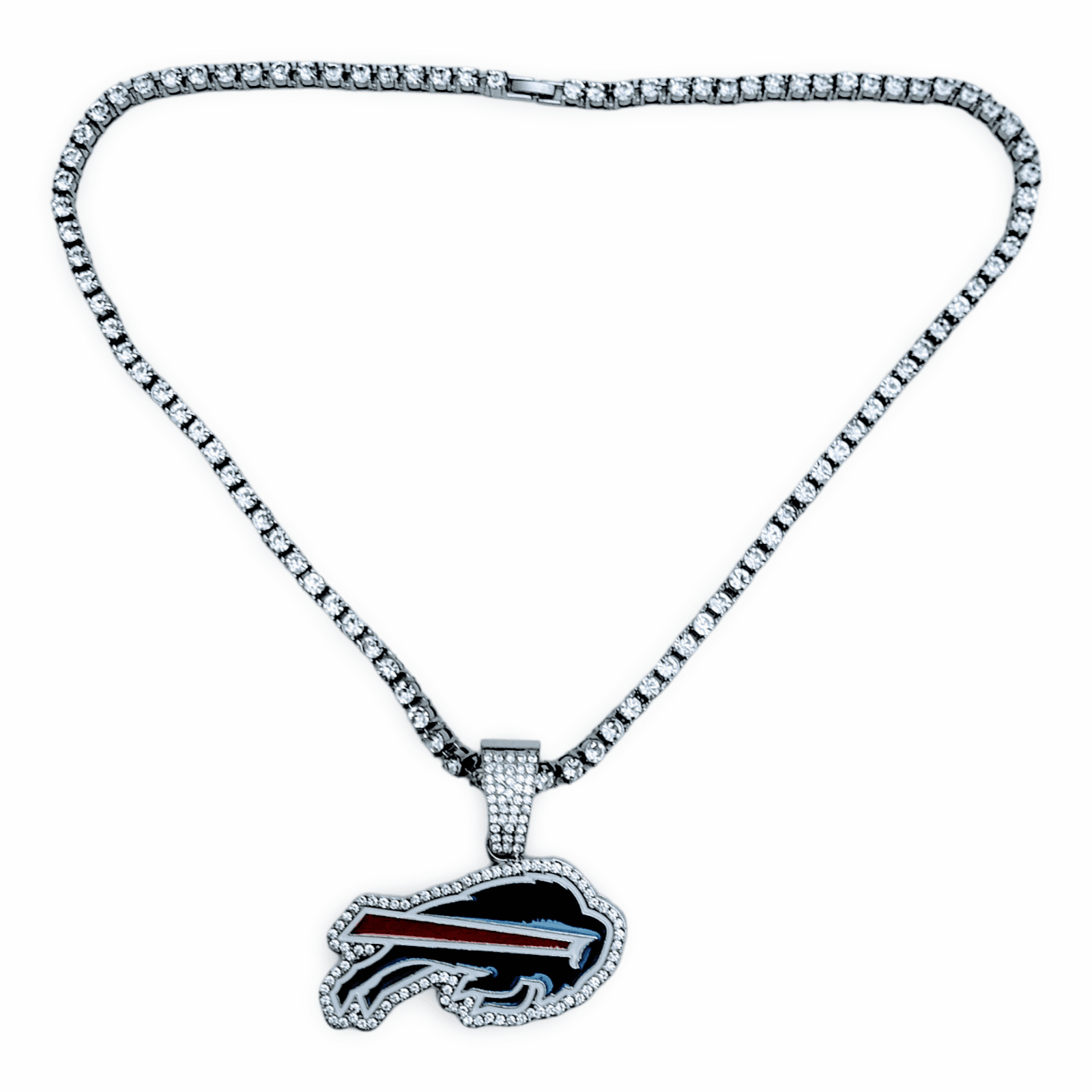 Bills Iced-Out Necklace Buffalo 24” Rhinestone Chain Silver - Walmart.com