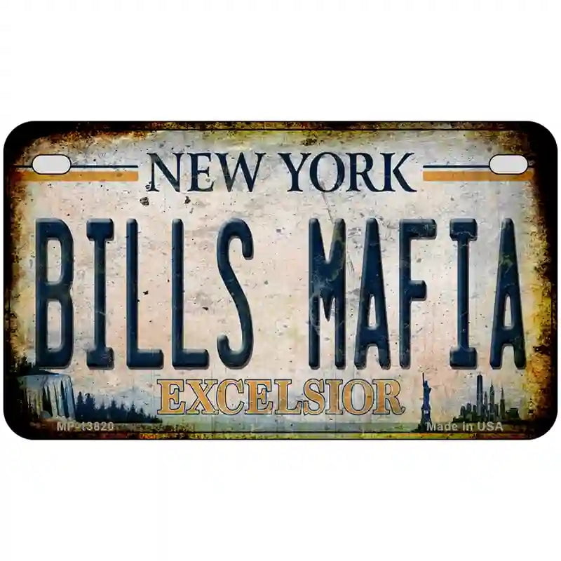 Bills Mafia New York Rusty Novelty Metal License Plate Tag 7" x 4 ...