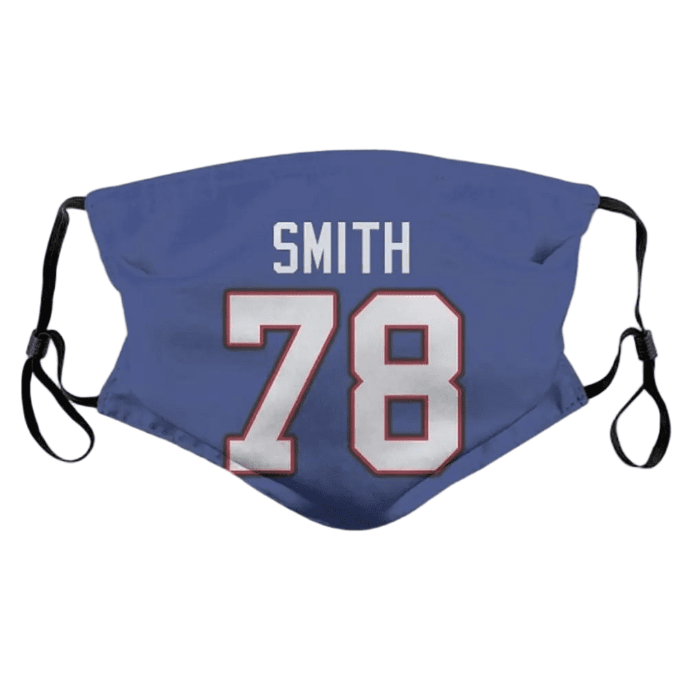 Bills Player Name & Number Royal Blue Face Mask Three-Layer Protective ...