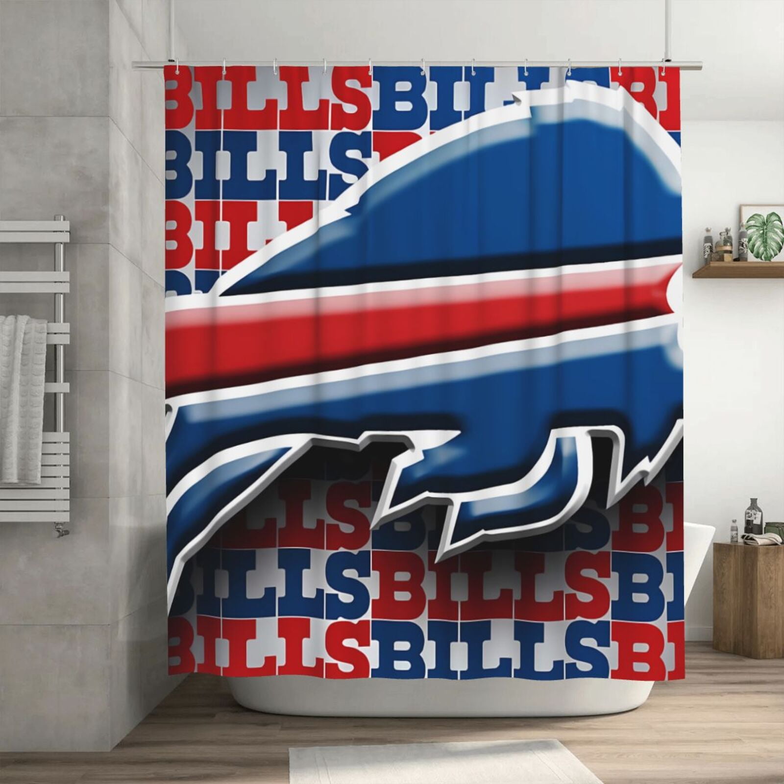 Bills Team Waterproof Bathroom Shower Curtain 72x72in High Temperature Resistant Privacy Shower ...