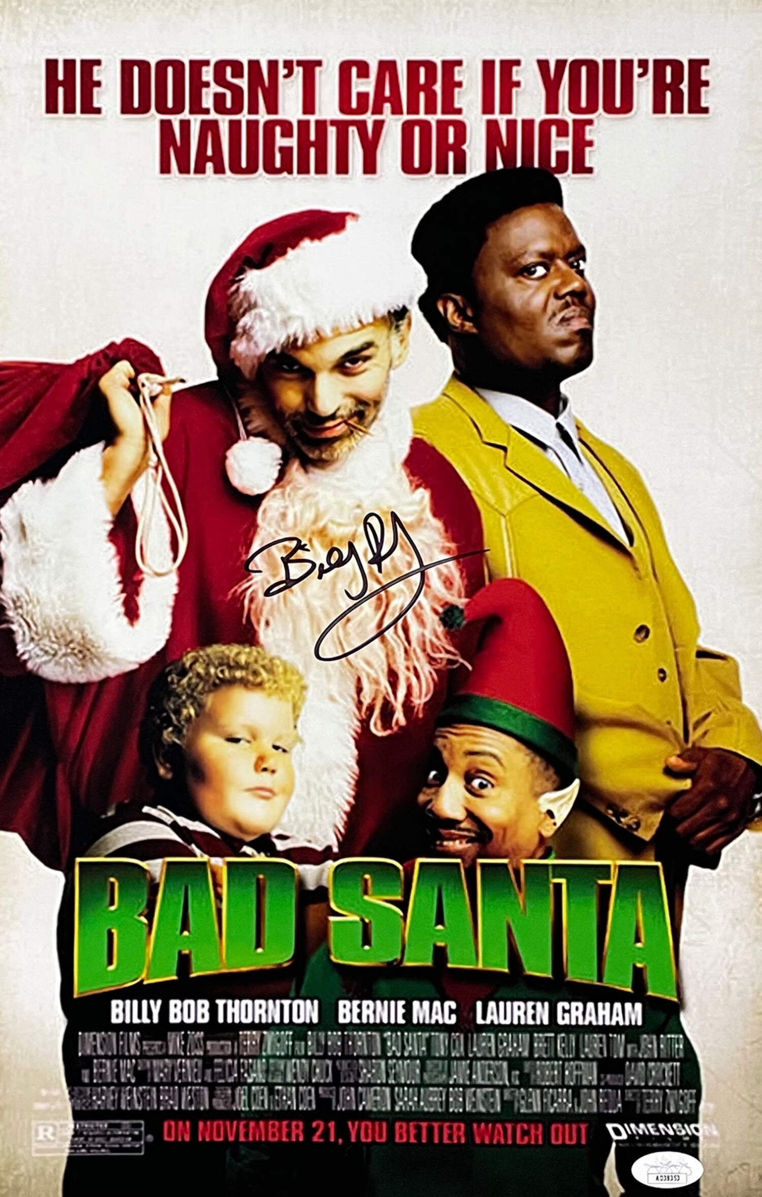 Billy Bob Thornton Signed 11x17 Bad Santa Movie Poster Photo JSA ...