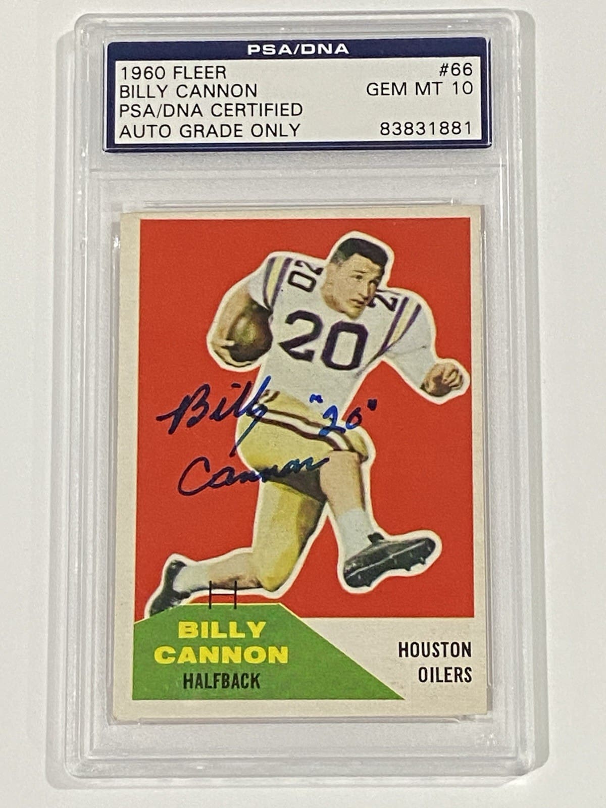Billy Cannon Autographed 1960 Fleer #66 RC PSA DNA Auto 10 LSU Oilers ...