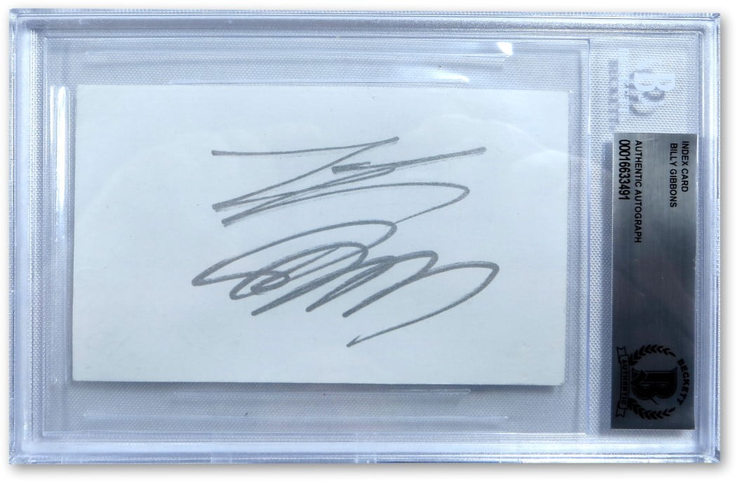 Billy Gibbons Signed Autographed 3X5 Index Card ZZ Top BAS Encased 3491 ...