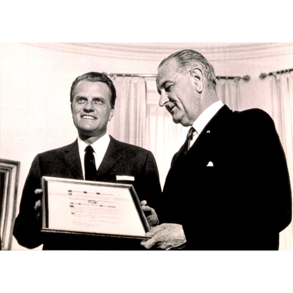 Billy Graham & President Lyndon B. Johnson Awarding Graham Big Brother ...