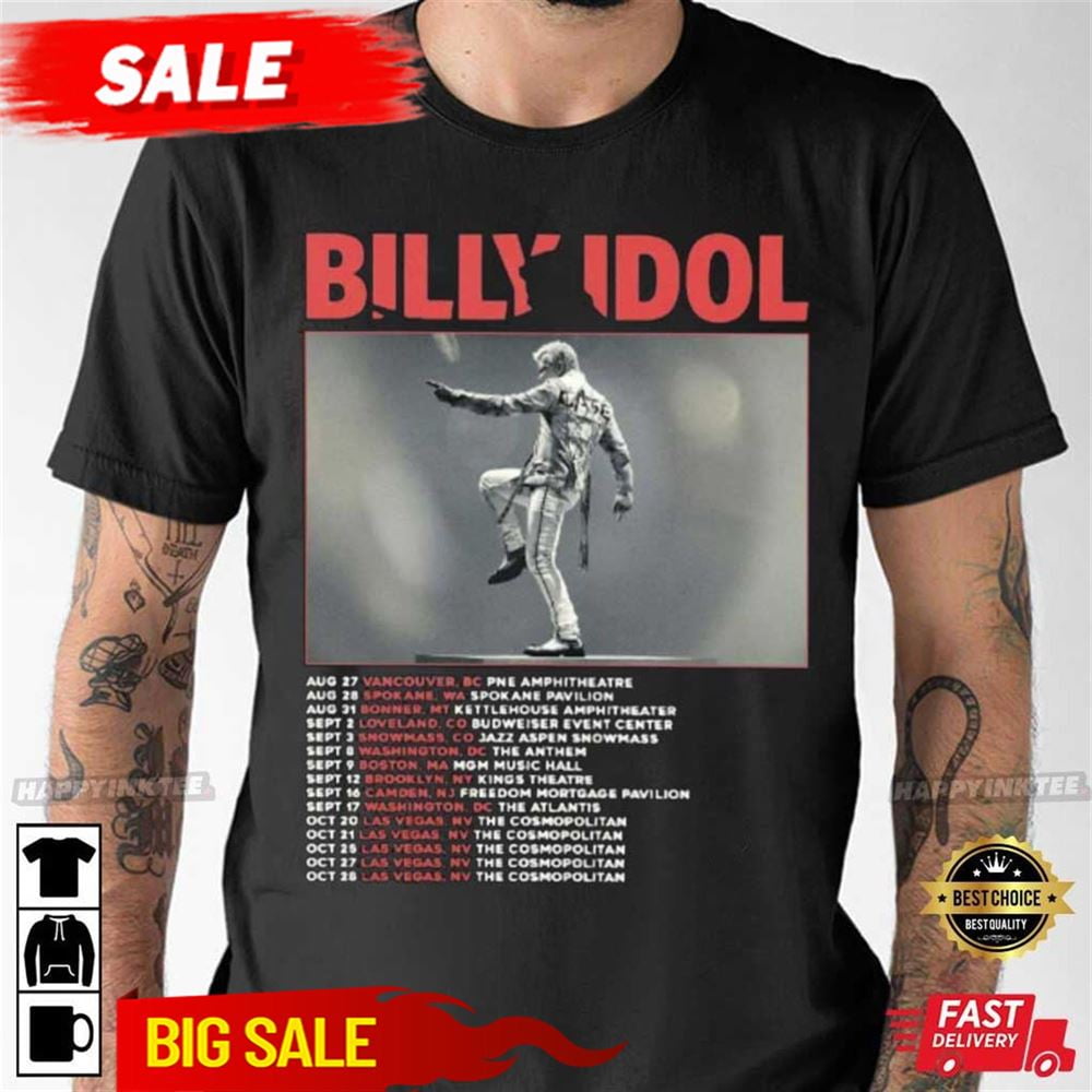 Billy Idol Tour Dates 2023 With Alex Cameron T-shirt - Walmart.com