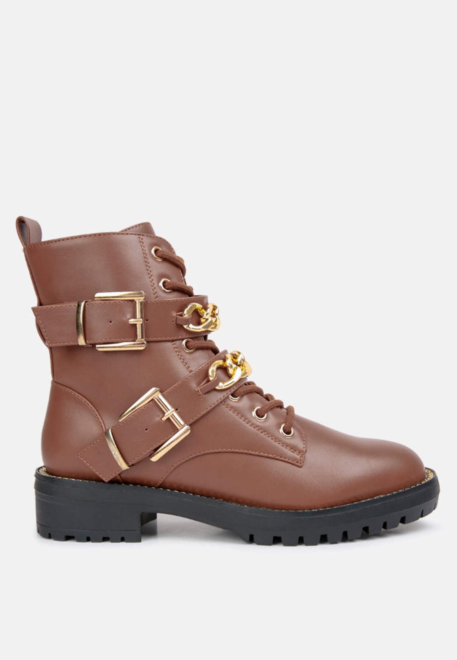 Billy Metal Chain Embellished Biker Boots - Walmart.com