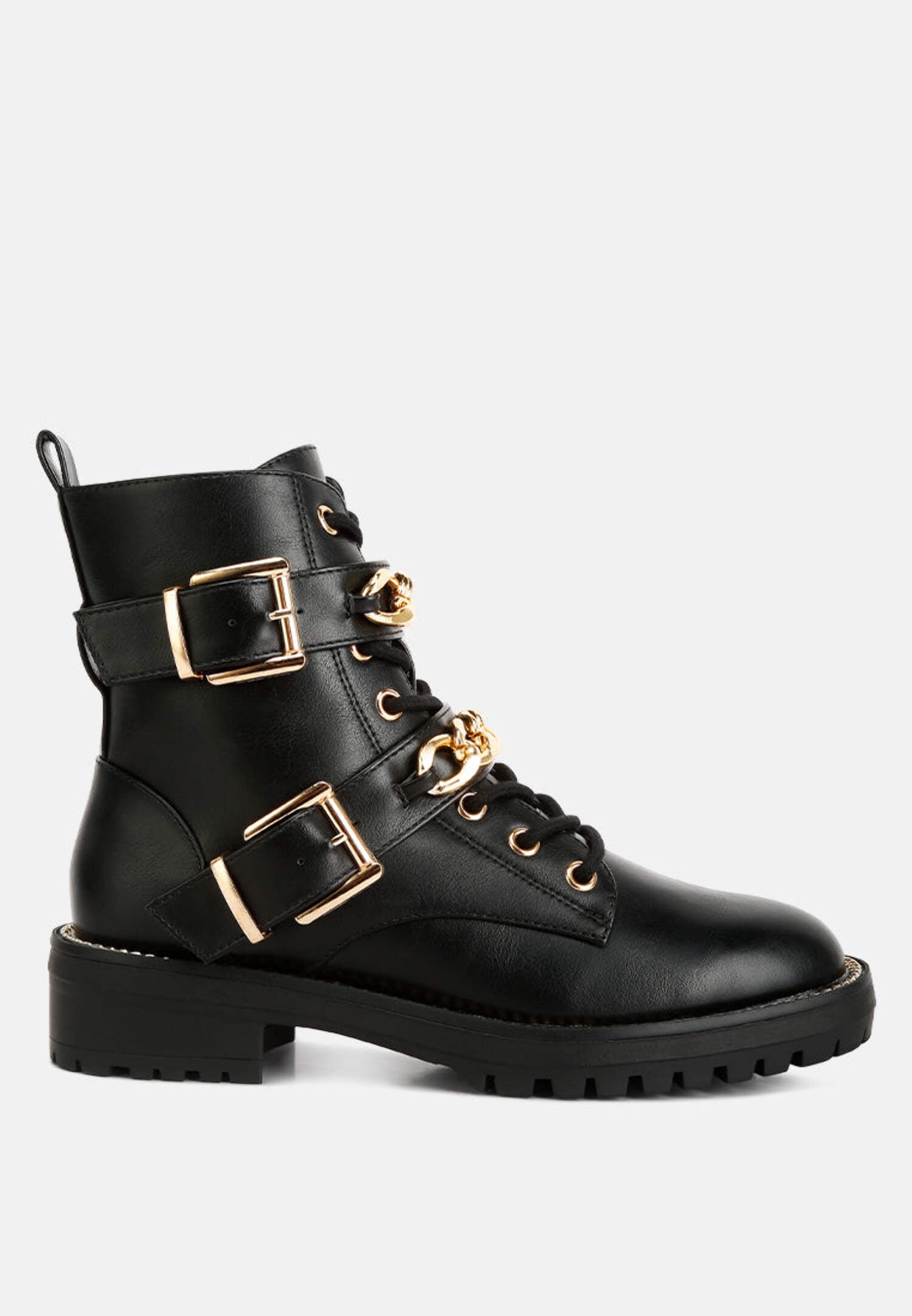 Billy Metal Chain Embellished Biker Boots - Walmart.com