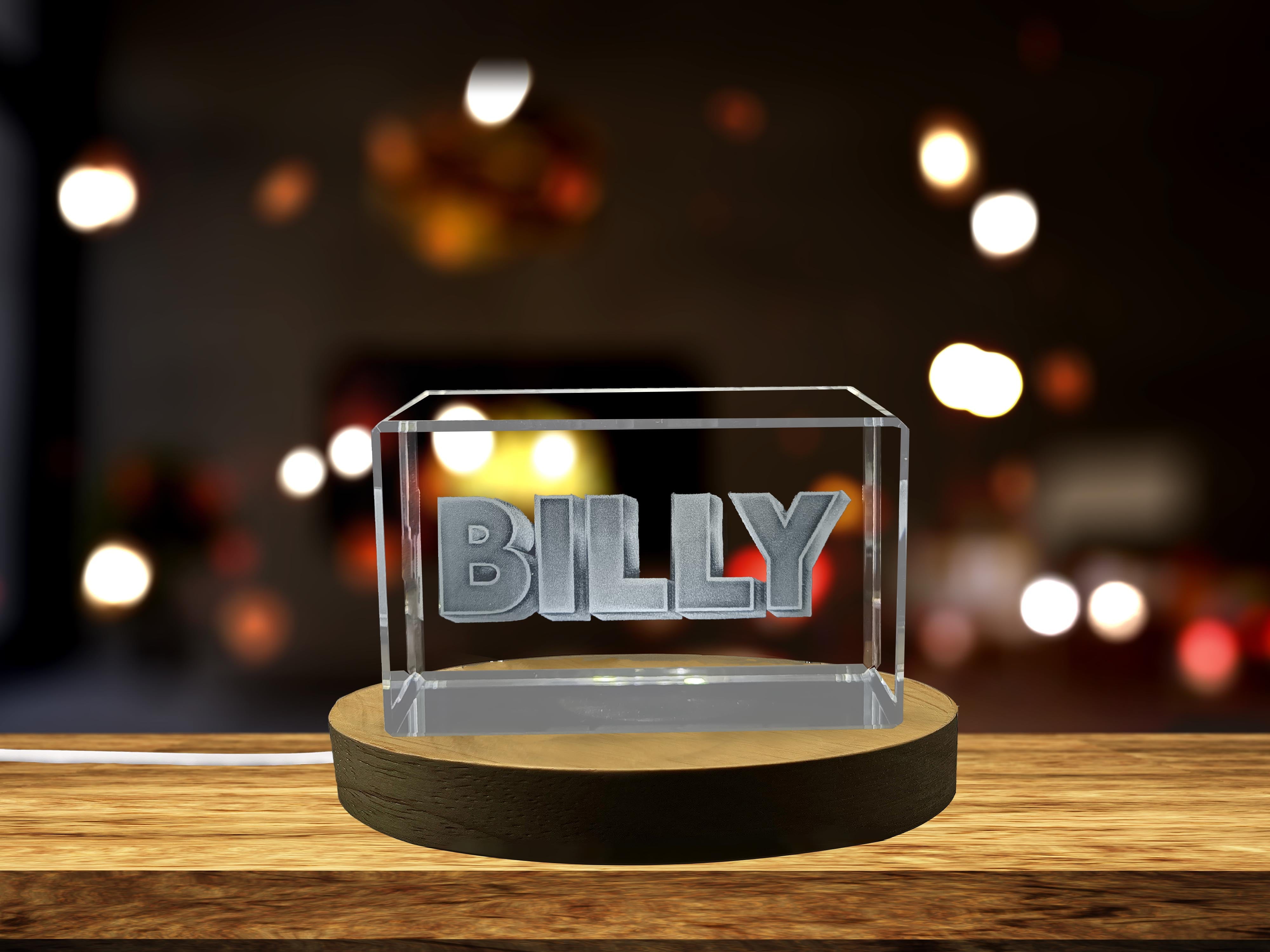 Billy| Names Art 3D Engraved Crystal - Walmart.com