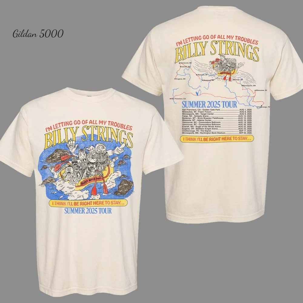 Billy Strings Summer 2025 Tour Merch Rafting Summer Tour Poster T-shirt ...