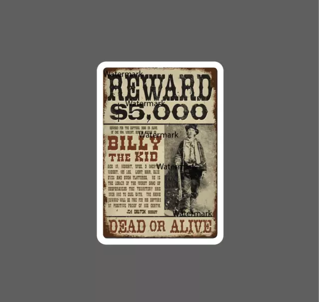 Billy The Kid Sticker Wanted Poster Sticker Phone Decal Water Bottle ...