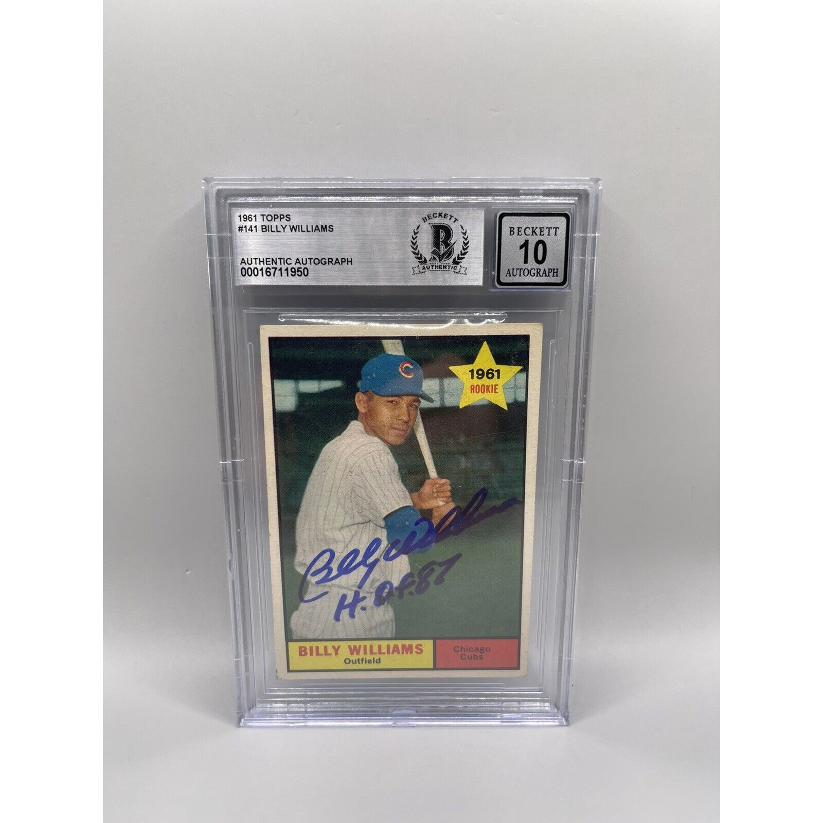 Billy Williams 1961 Topps #141 Signed Inscribed Rookie Beckett Grade 10 ...