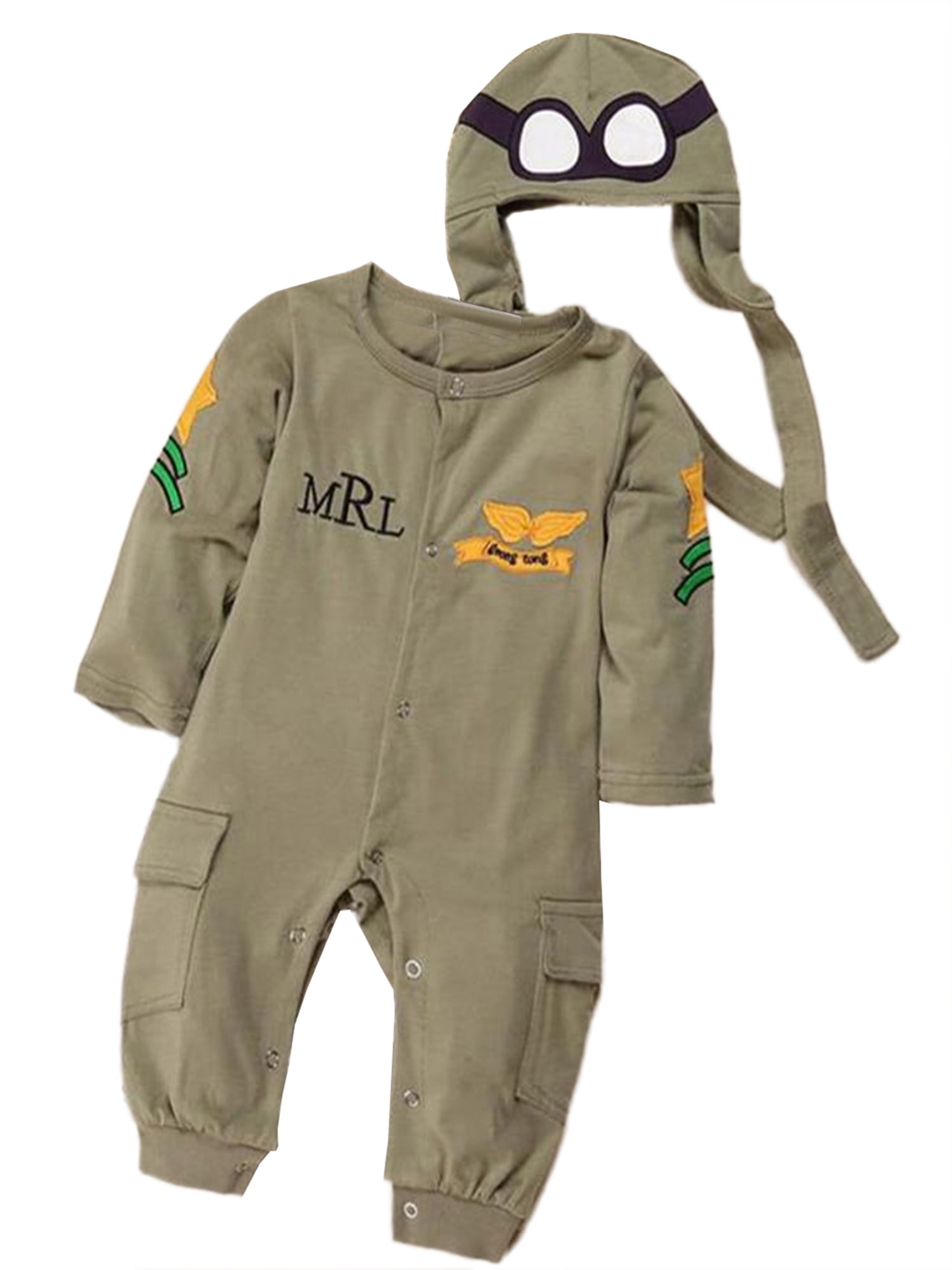 Bilo Baby Boy Army Air Force Baby Romper and Hat 2-pc Costume (12-18 ...
