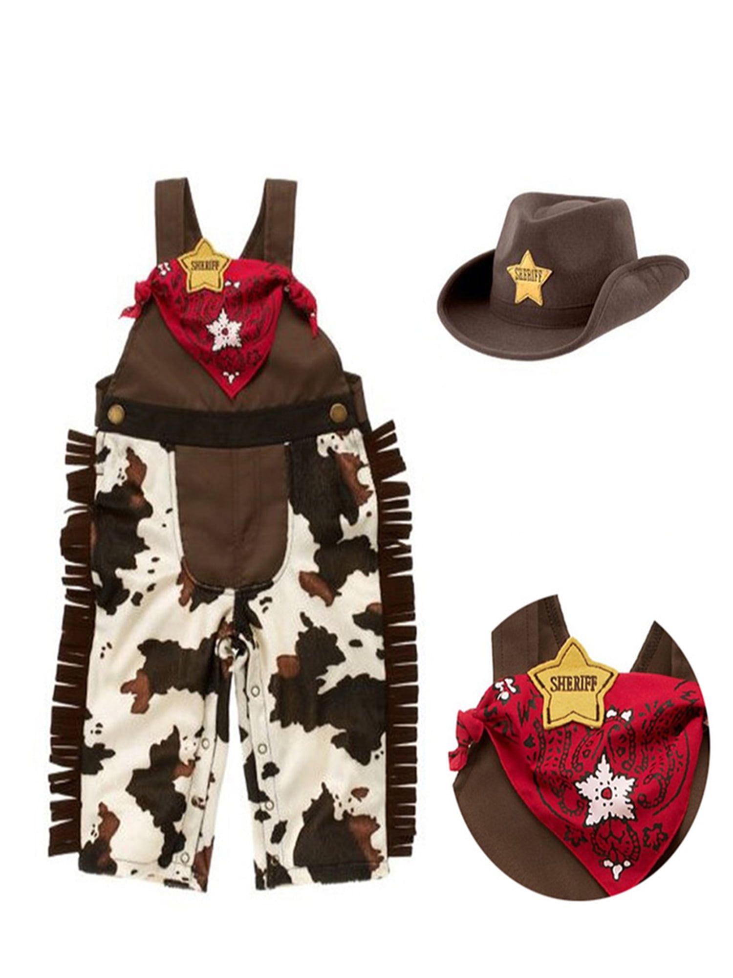 Bilo Baby Boy Sheriff Cowboy Overalls, Hat and Handkerchief 3-pc (6-12 ...