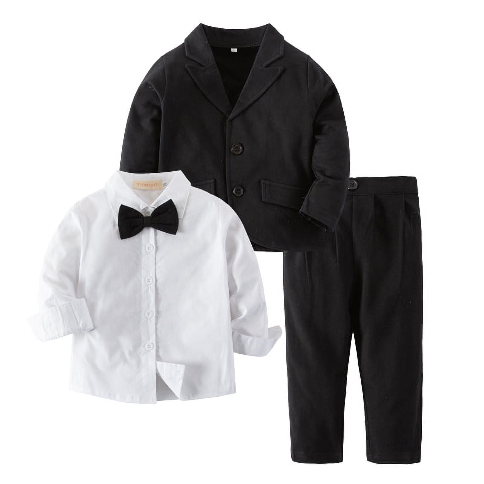 Bilo Toddler Boy's 3-Piece Tuxedo Formal Wear Suit with Bow Tie for ...