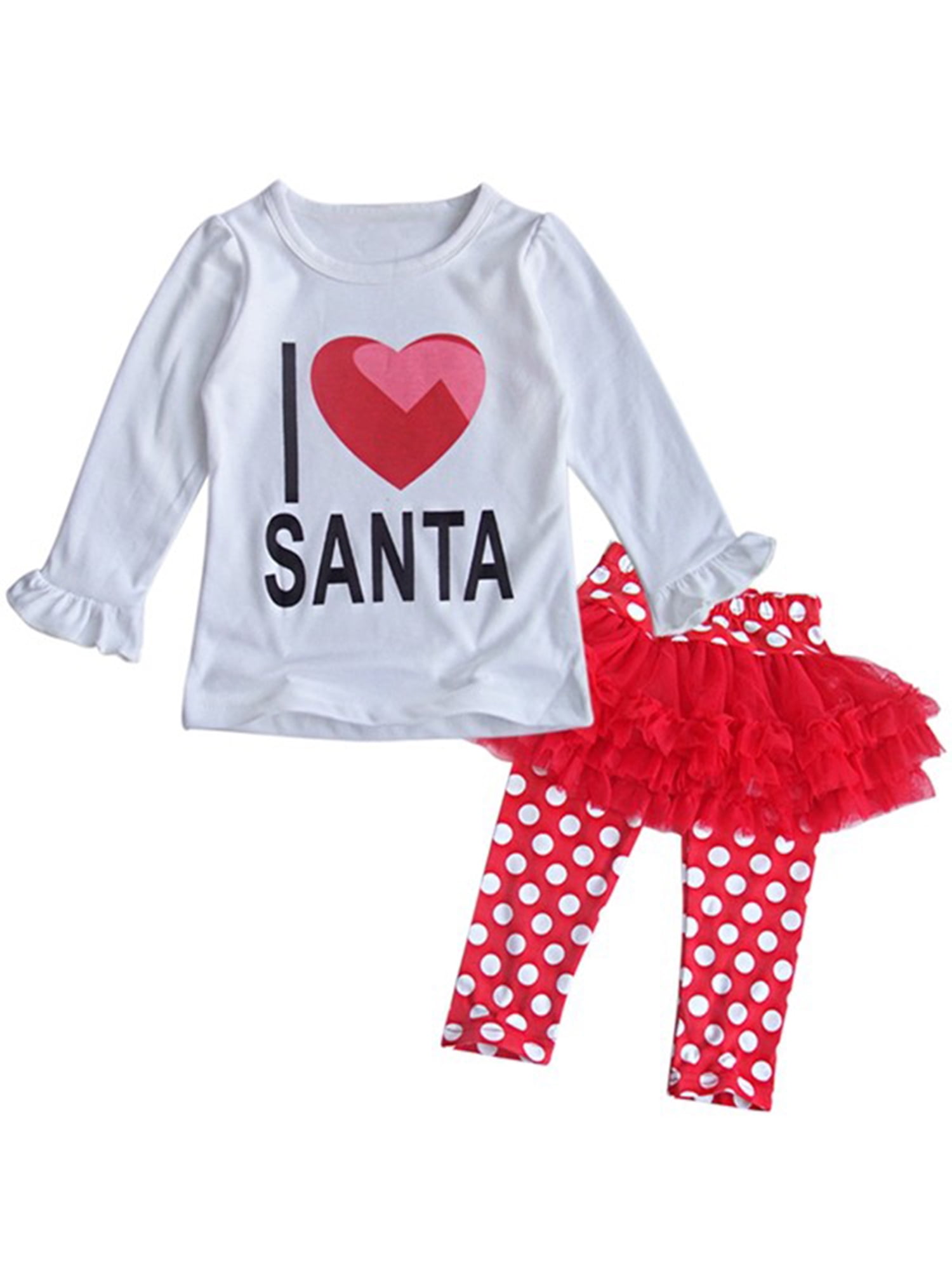Bilo Baby Girls I Love Santa Top and Tutu Legging Holiday Clothing Set ...