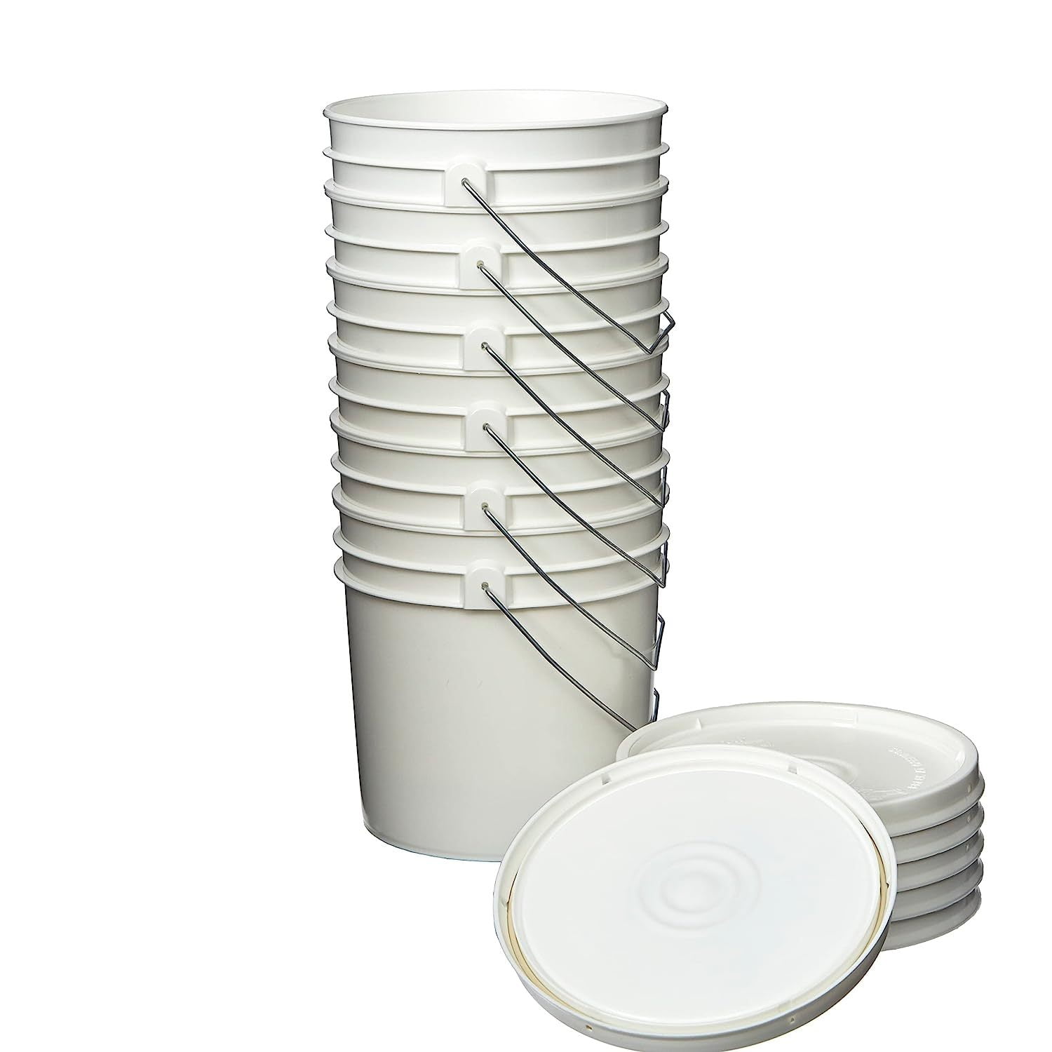 Bilot 1 Gallon Bucket with Lid, HDPE, 6 Pack (White) - Walmart.com