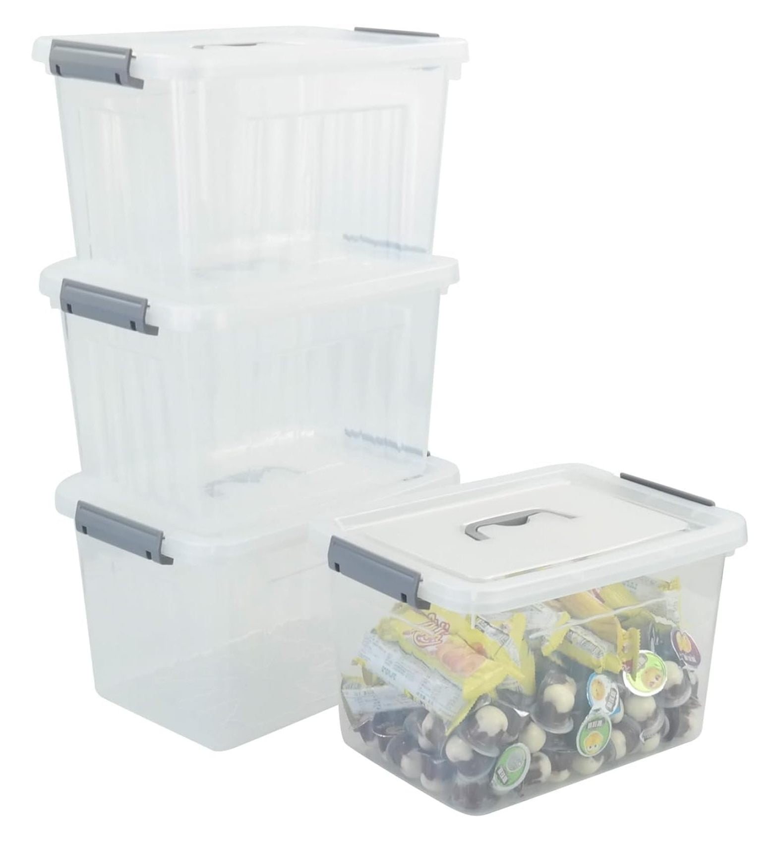 Bilot 10 Liter Storage Boxes, Clear Plastic Storage Bins Set of 4 ...