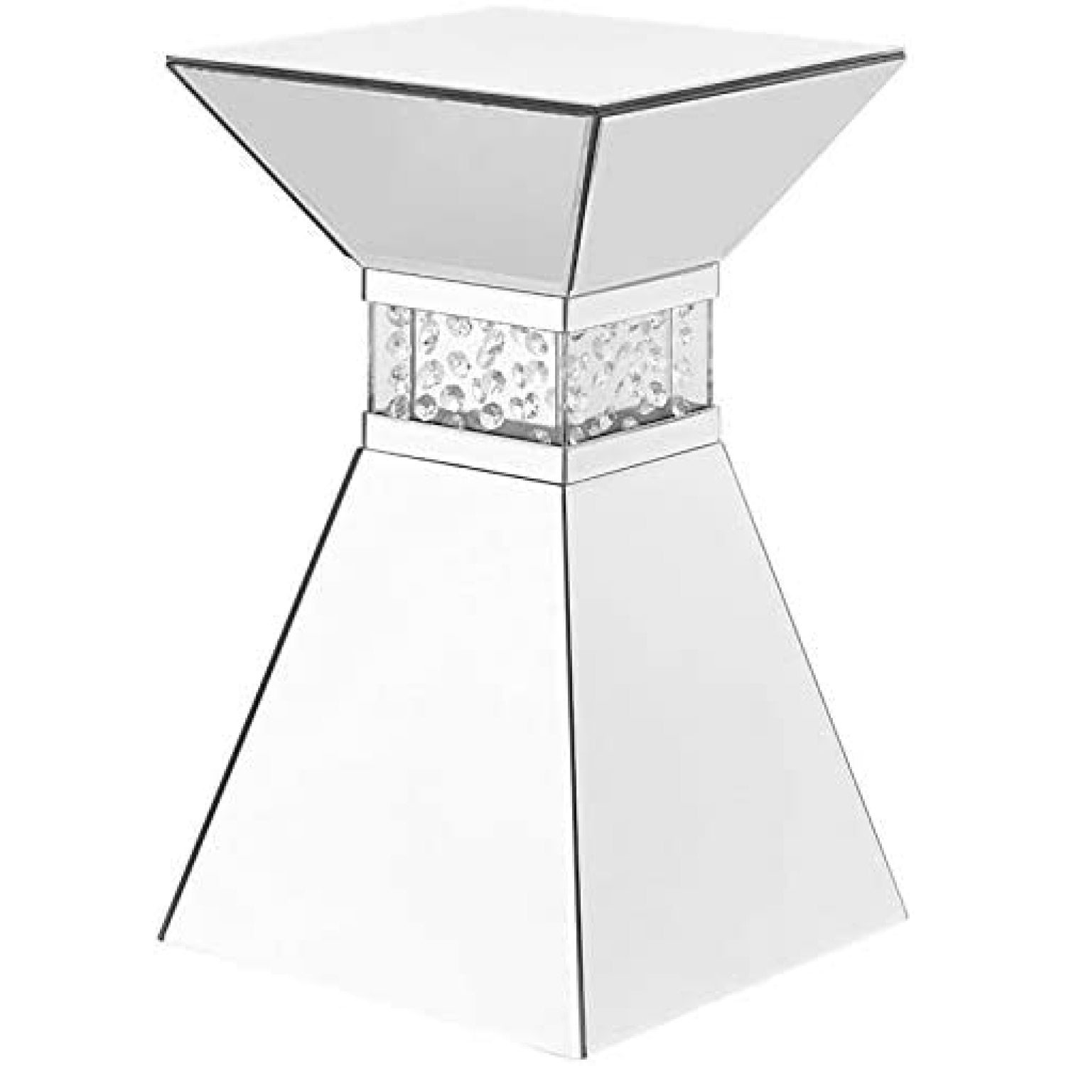 Bilot 12 inch Crystal End Table in Clear Mirror Finish - Walmart.com