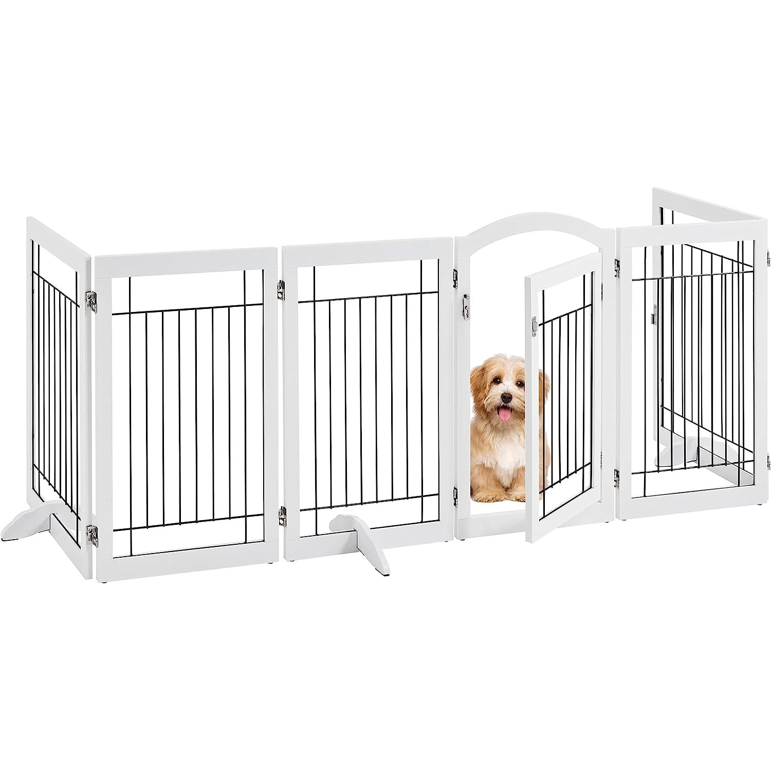 Bilot 123'' Extra Wide Pet Gate with Door Freestanding Dog Gate for ...