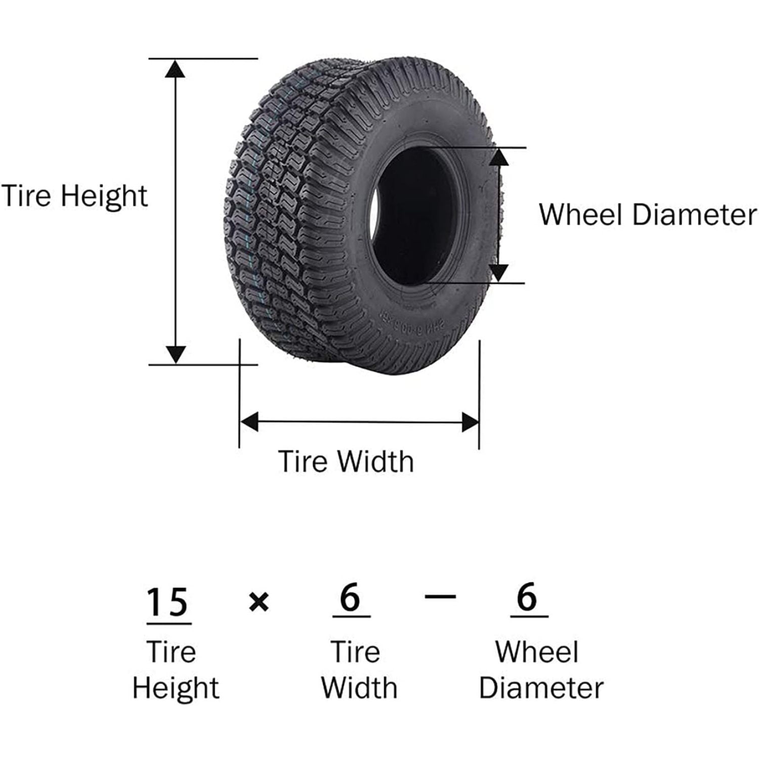 Bilot 15x6.00-6 Lawn Mower Turf Tires 15x6x6 Lawn Garden Tractor Golf ...