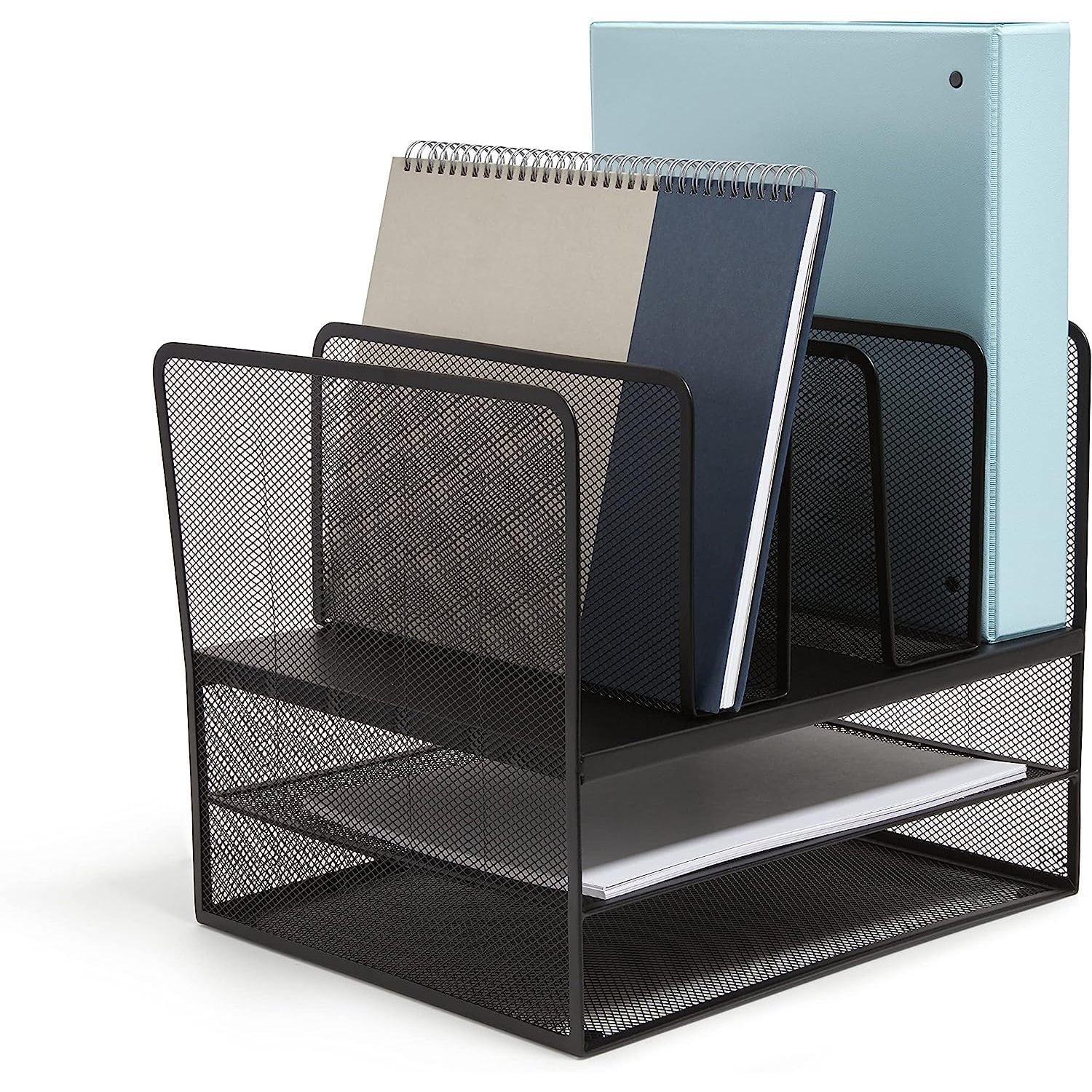 Bilot 24402501 7 Compartment Wire Mesh File Organizer, Matte Bk ...