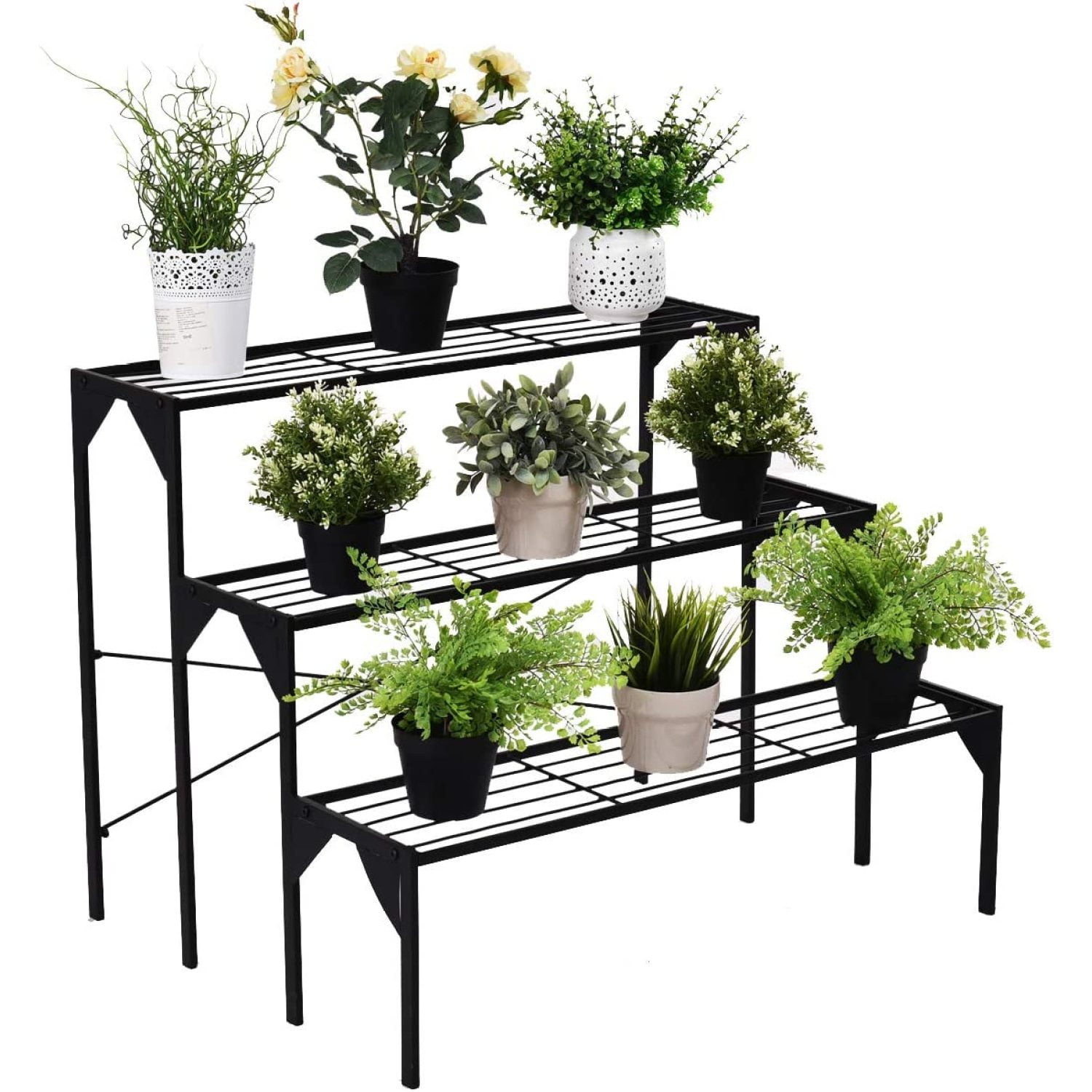 Bilot 3 Tiers Metal Plant Stand, Garden Ladder Shelf for Large Flower ...