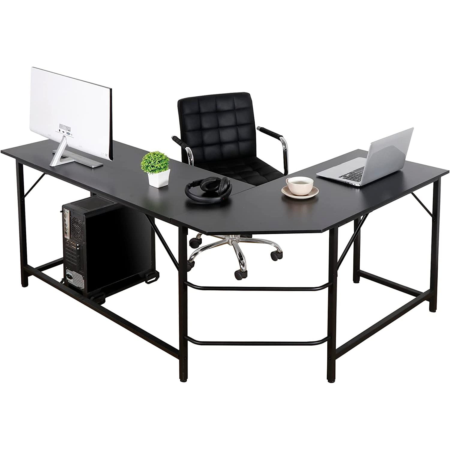 Bilot 66 Inch x 47 Inch Large L-Shape Corner Table Computer Workstation ...