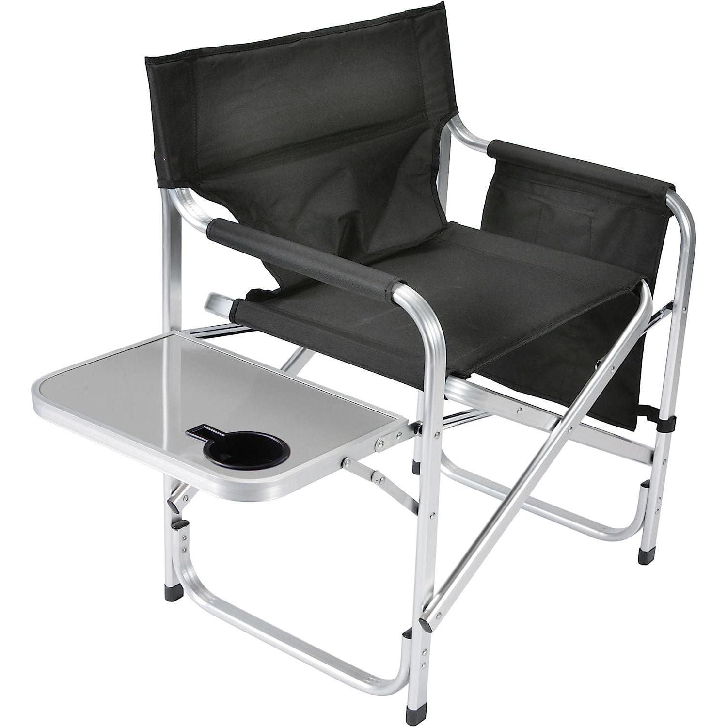 Bilot Aluminum Director Chair with Folding Tray and Cup Holder, Black ...