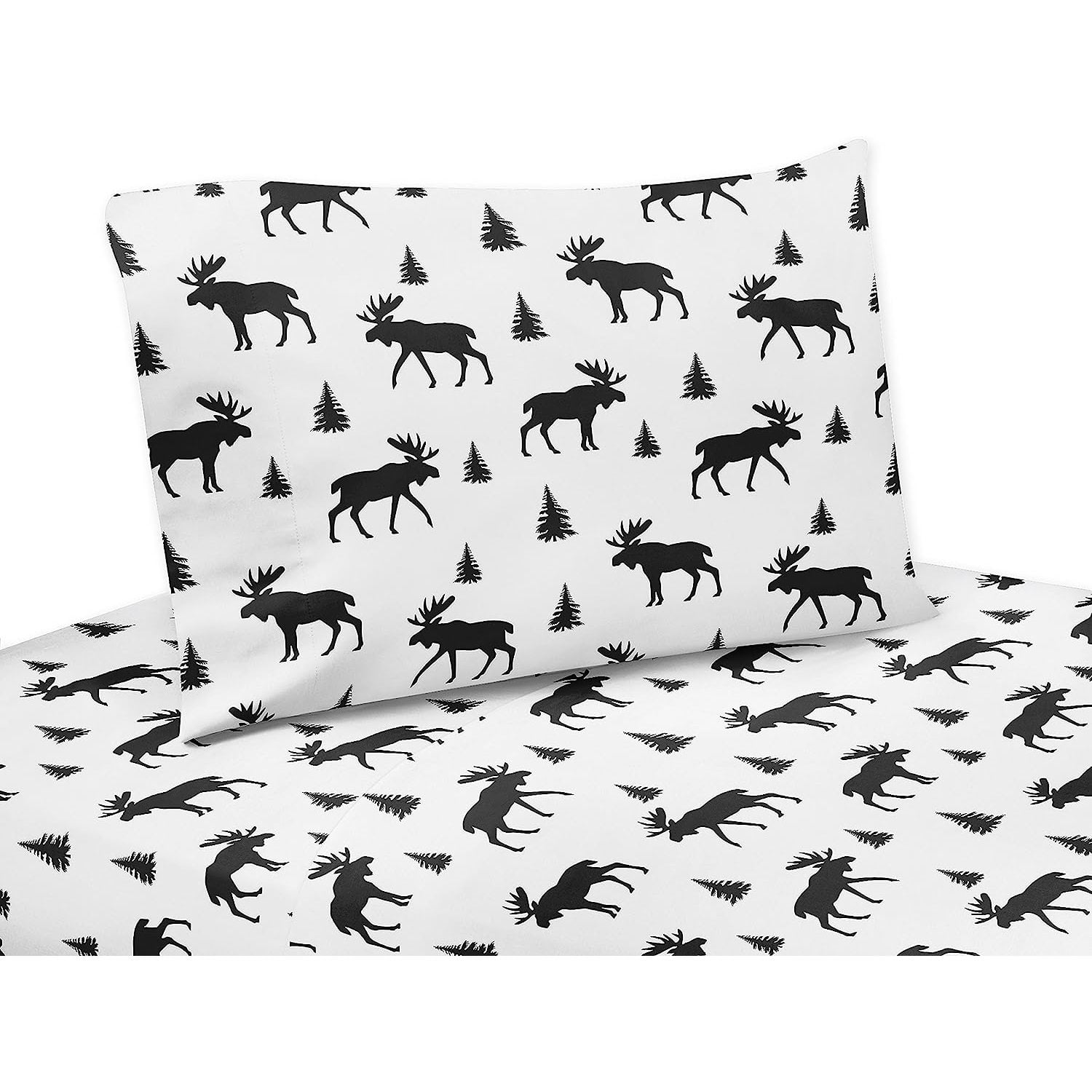Bilot Black and White Woodland Sheet Set for Rustic 3 Piece Set ...