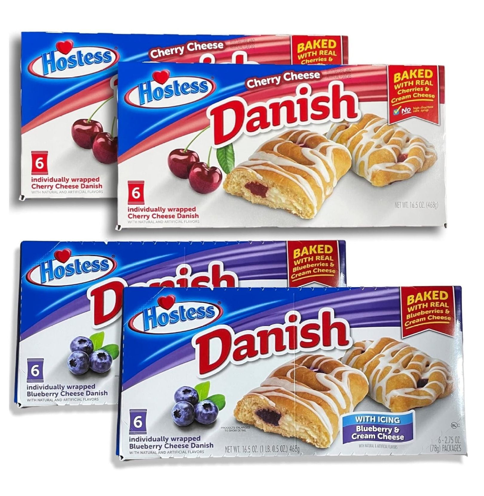 Bilot | Blueberry & Cherry Danish Combo Pack | Individually Wrapped | 6 ...