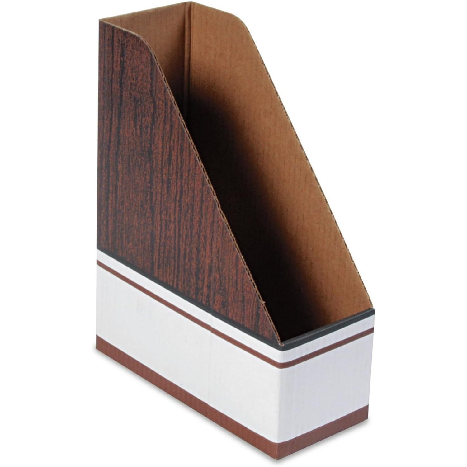 Bilot Corrugated Cardboard Magazine File, 4 x 9 x 11 1/2, Wood Grain ...