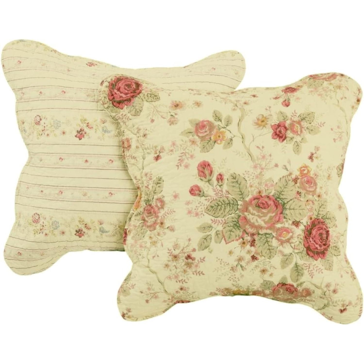 Bilot Cottage Romantic Floral Roses Print Pattern Cream Yellow ...