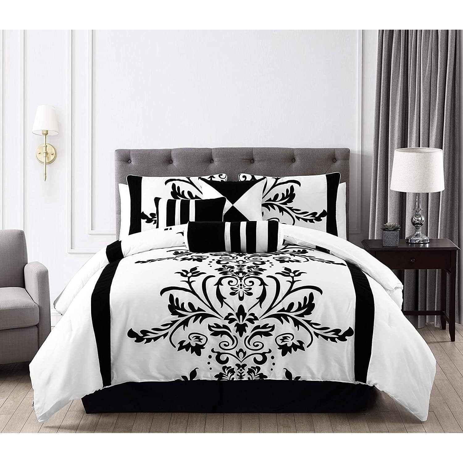 Bilot Nobility 7-Piece Faux Silk Comforter Set Full - Luxury White ...