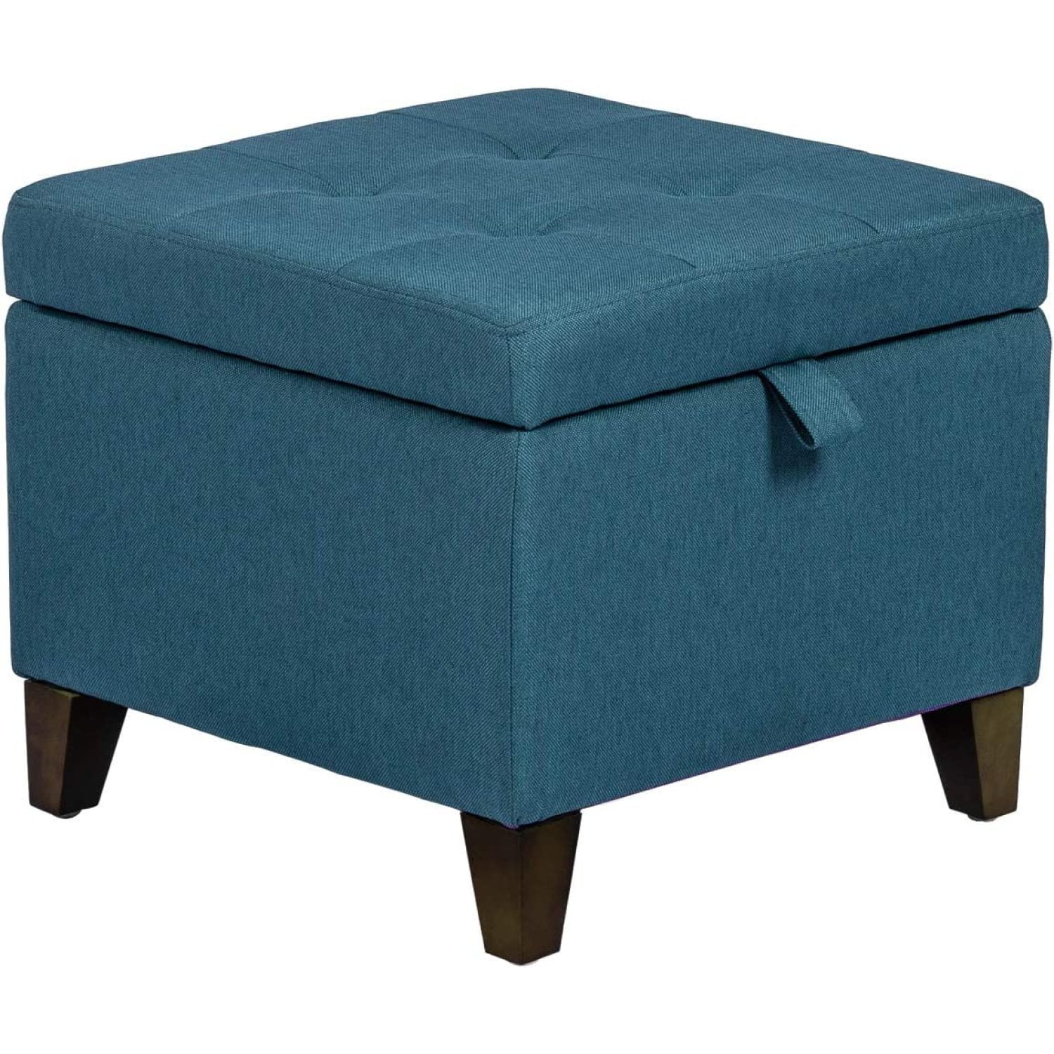 Bilot Storage Ottoman Cube Foot Rest Stool with Hinged Lid/Wood Legs ...